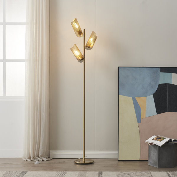 Brightech Lyra 71 in. Mid-Century Modern 3-Light Adjustable LED Floor ...