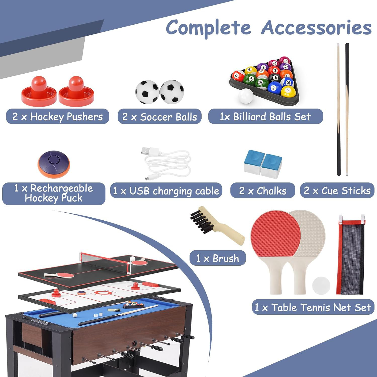 Raychee 54” 4-in-1 Swivel Multi-game Table - Combo Game Table Set ...