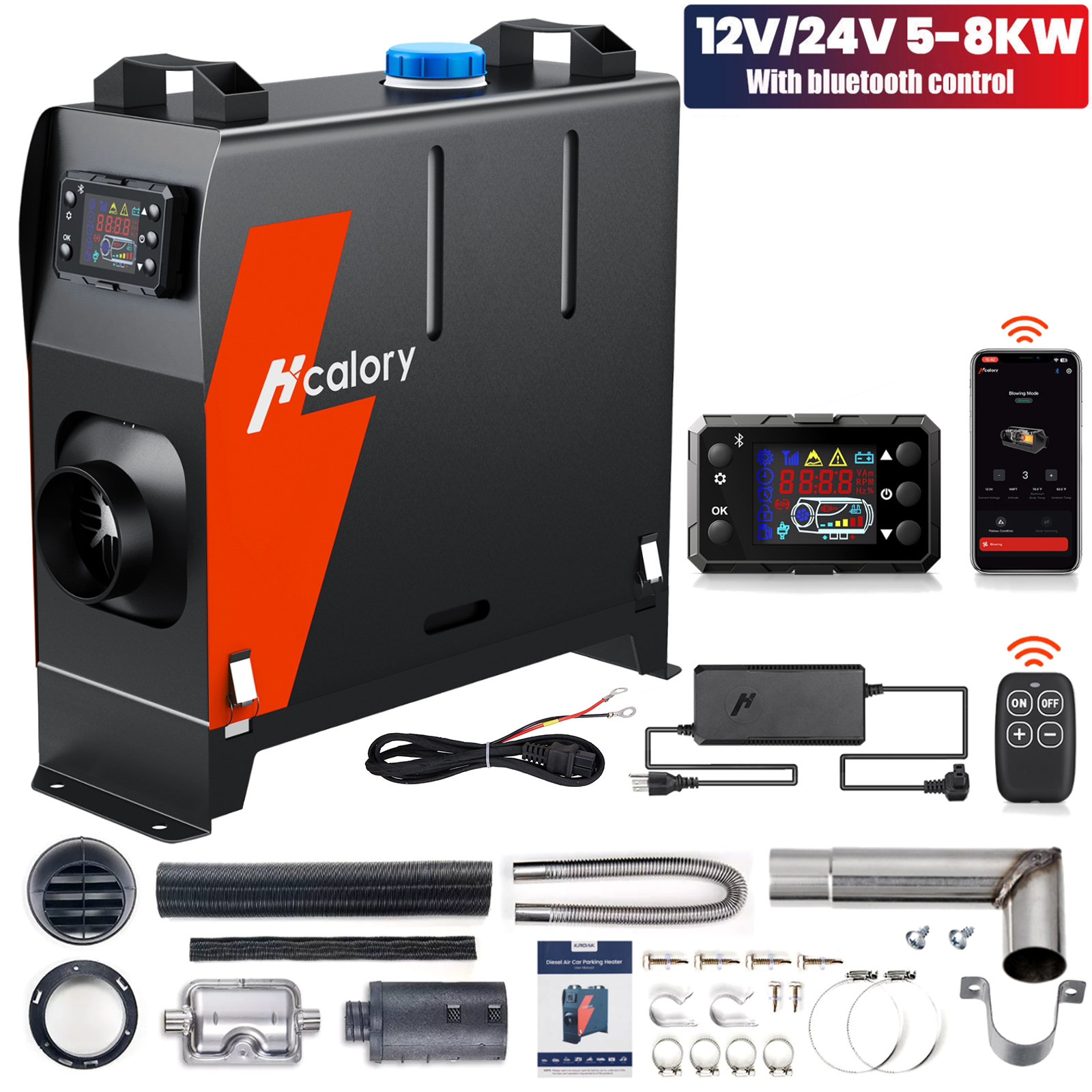 Hcalory 5KW 12V Diesel Air Heater All-in-one with Bluetooth APP Control ...