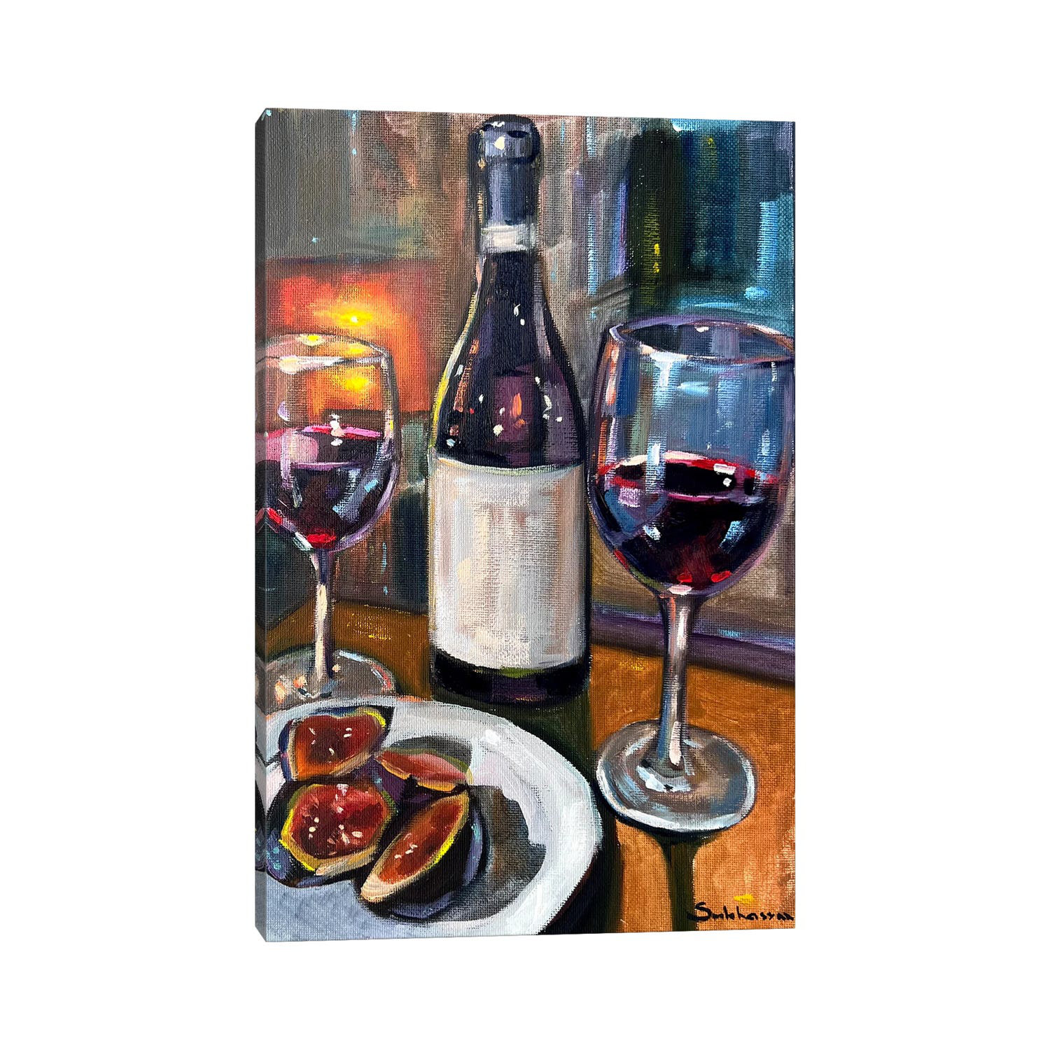 Ebern Designs Still Life With Red Wine And Figs - Wall Art Print | Wayfair