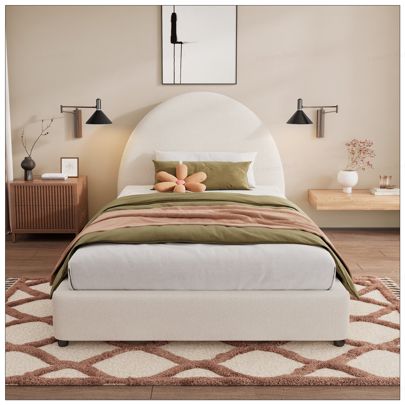 Latitude Run® Twin Boucle Round Bed Frame | Wayfair
