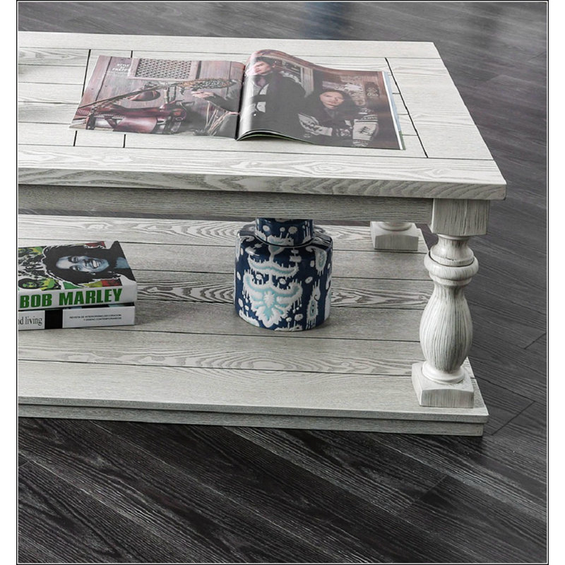 Rosalind Wheeler Rustic Style Antique White 1pc COFFEE TABLE Open ...