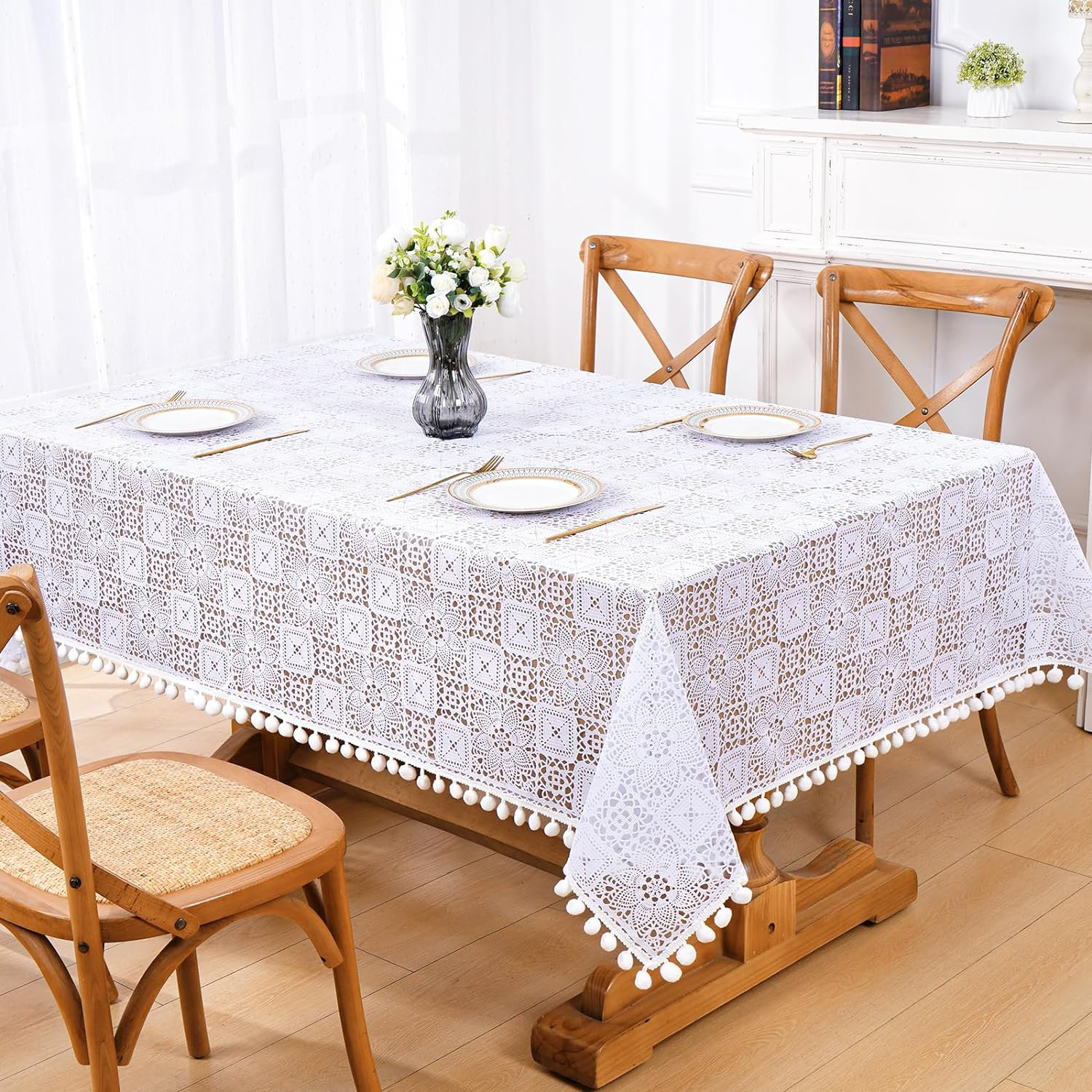 Bungalow Rose 100% Waterproof Tablecloth With Pompom Tassel | Wayfair