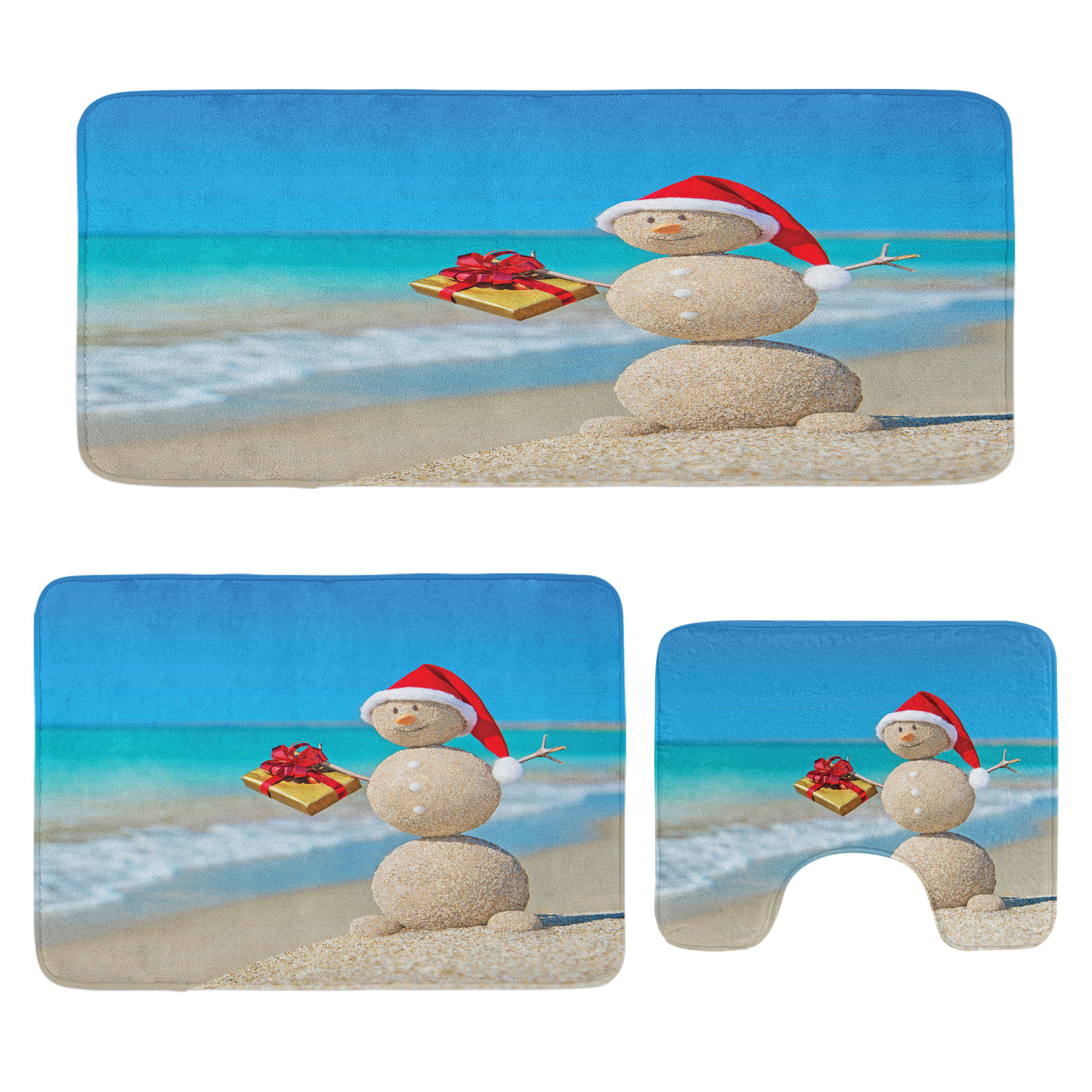 The Holiday Aisle® Christmas Bathroom Rug Set 3 Pieces U-Shape ...