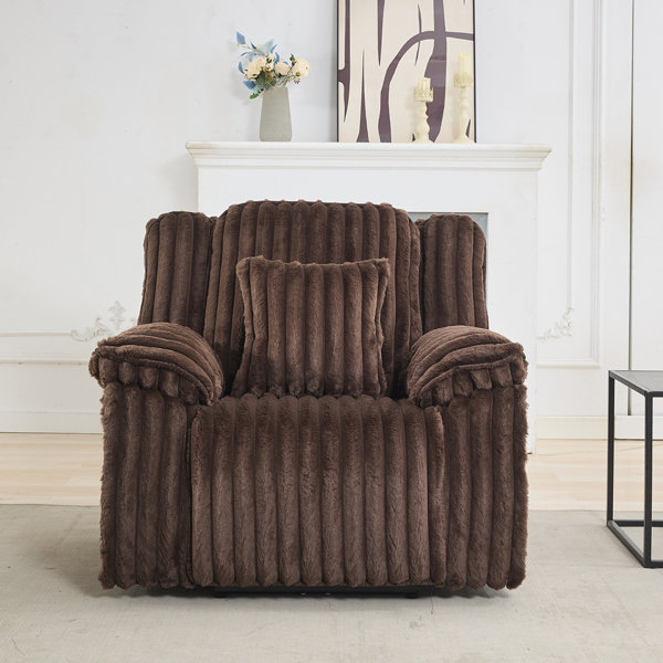 Mercer41 Rabbit Fur Power Single Recliner Couch With Cup Holder | Wayfair