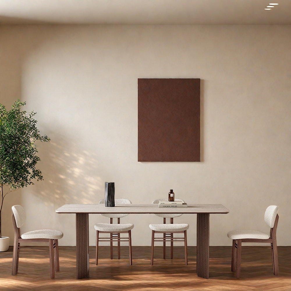 A Zoetic Home Modern simple rectangular rock dining table set | Wayfair