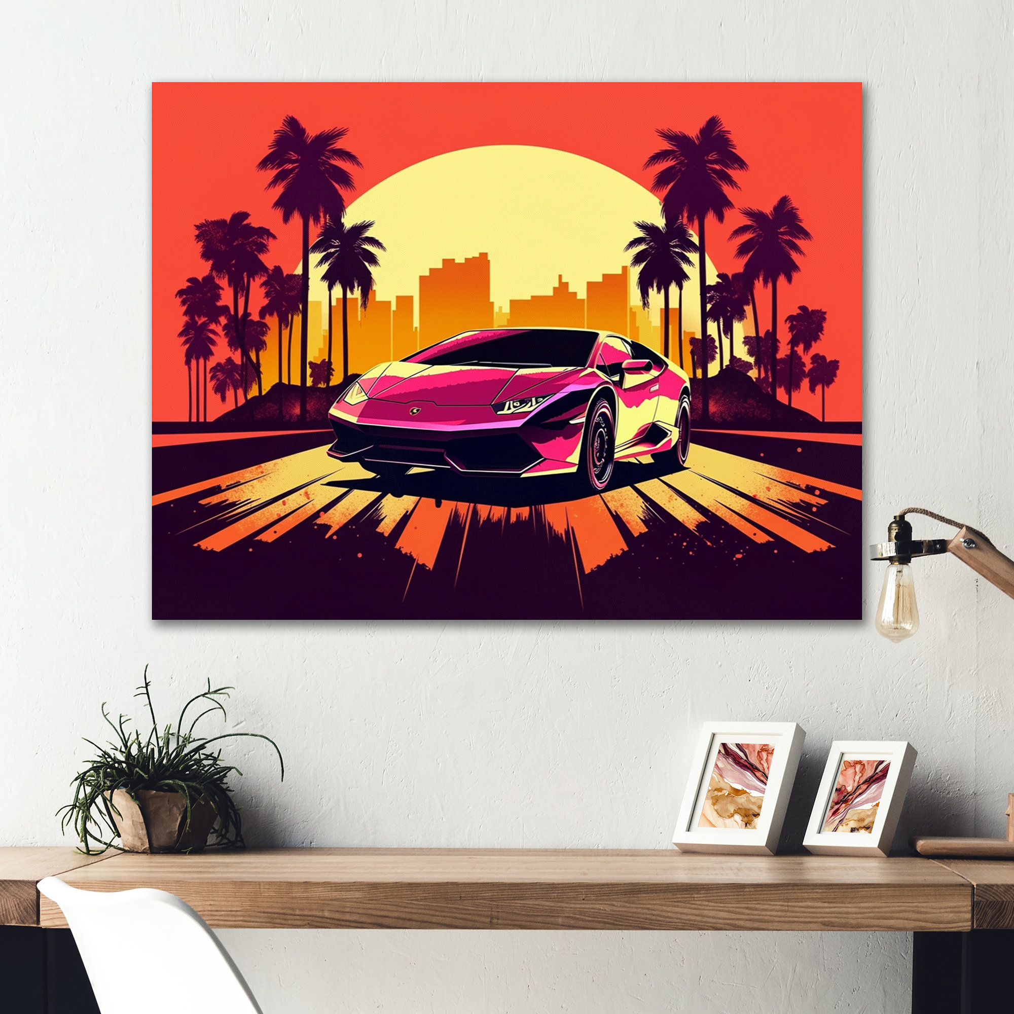 Bay Isle Home™ Red and Grey Race Car Elegance I - Retro Car Metal Wall ...