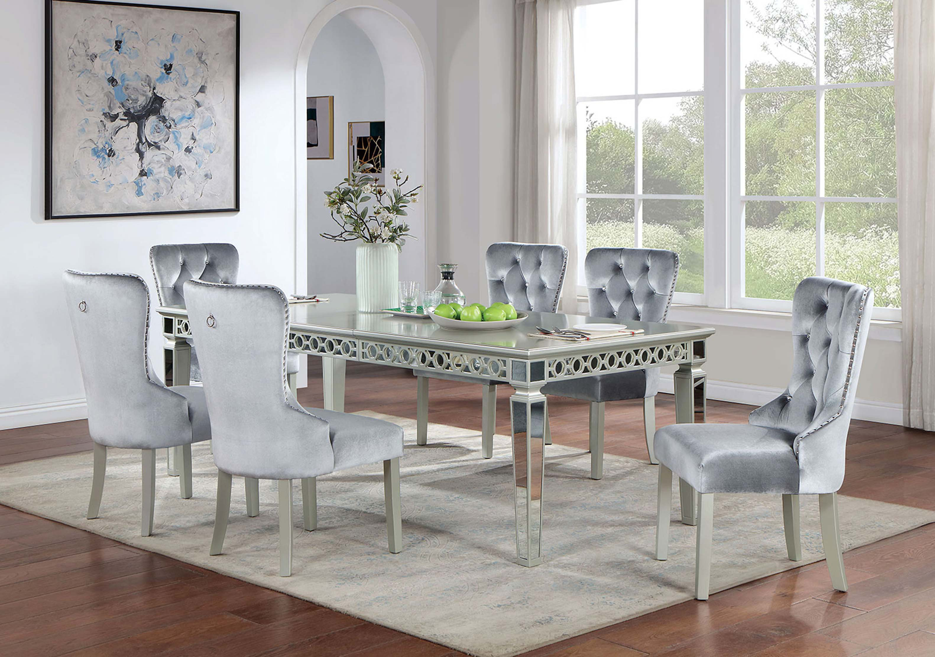 Everly Quinn Glam Dining Set Table W Leaf Wingback Chairs Acrylic ...