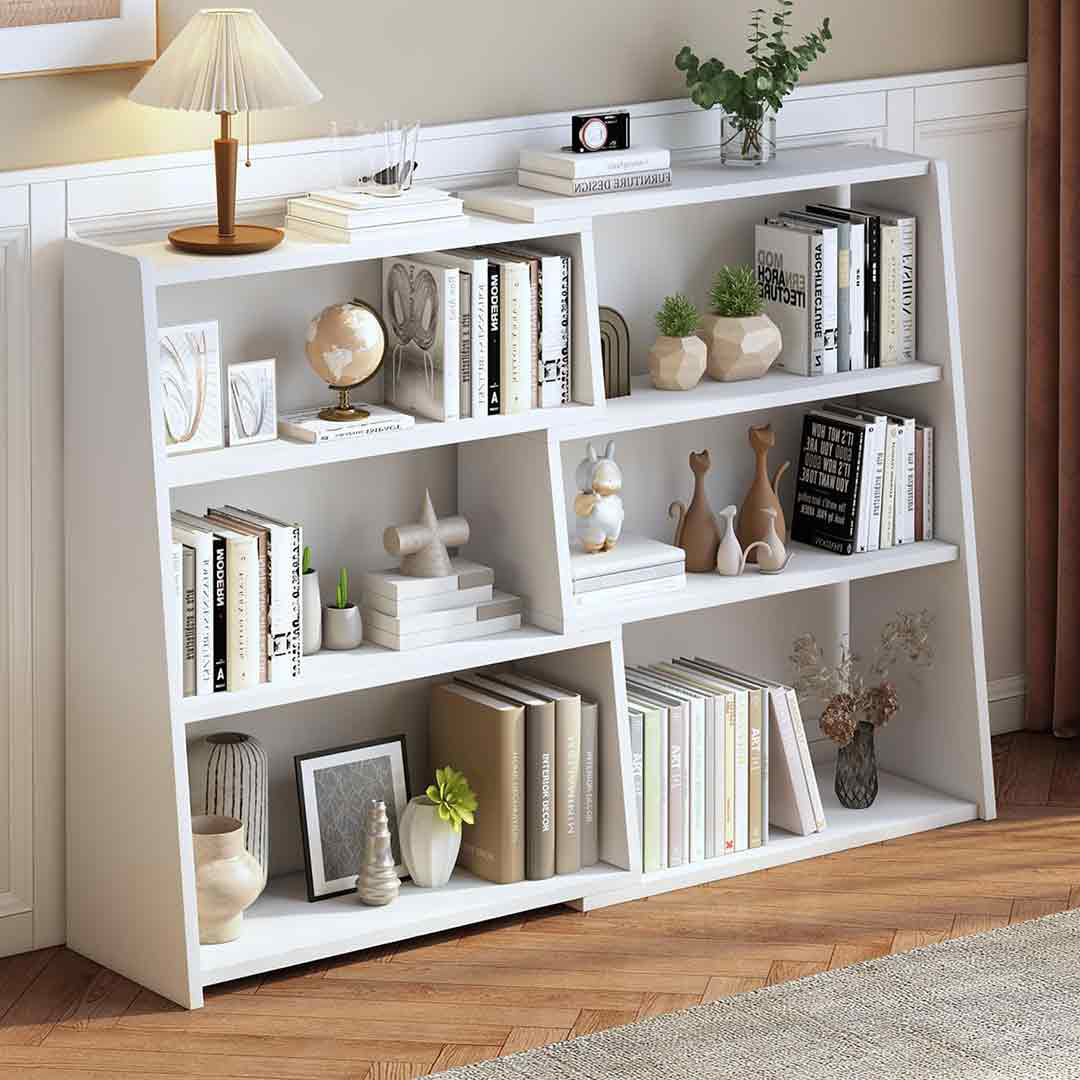 Latitude Run® Wooden Extendable Shelf Bookcase - 3-Tier Ladder Low ...
