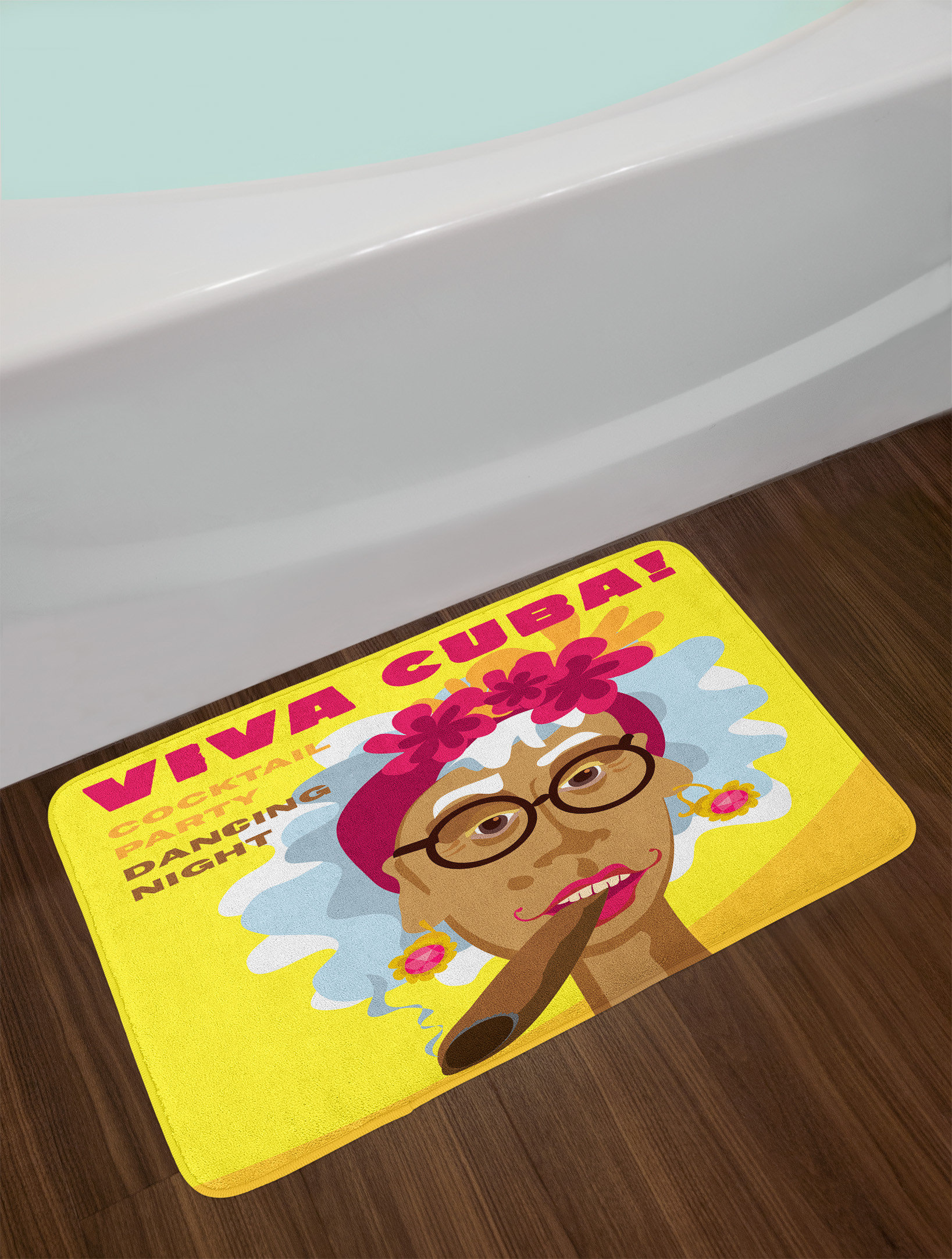 East Urban Home Cigar Plush Bath Mat, Cuban Woman Caricature Art, 30.2 ...