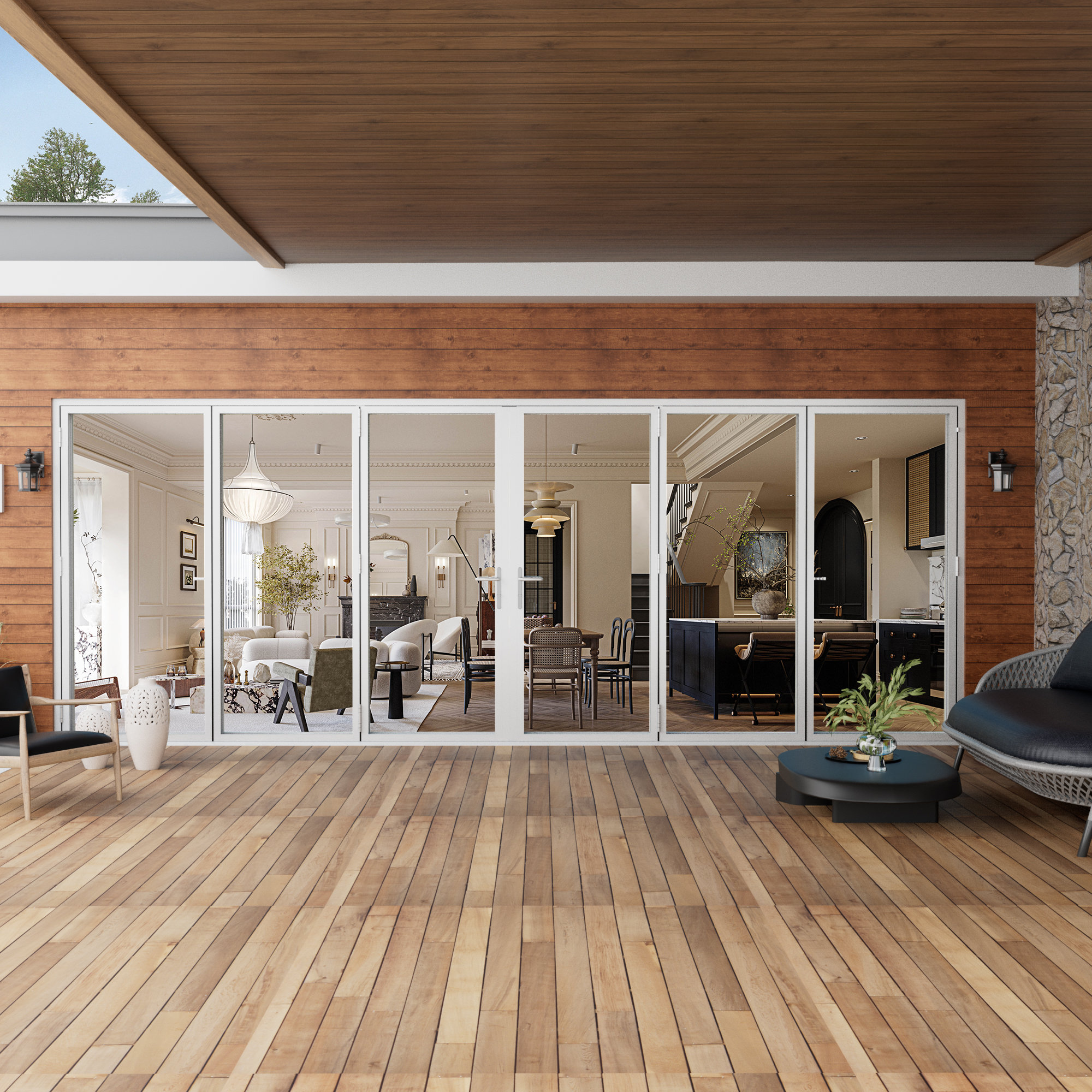 ARK DESIGN 80 In. H X 192 In. W White Opening/Outswing Aluminum Folding ...