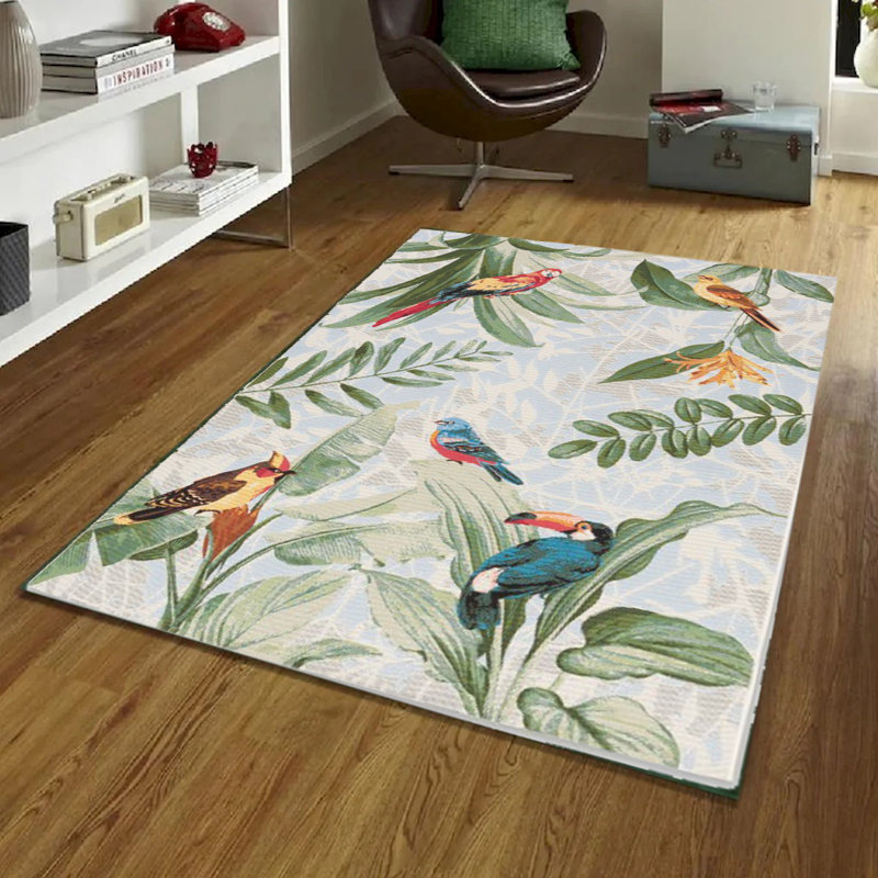 Bayou Breeze Eden Outdoor Birds And Leaves Rug | Wayfair