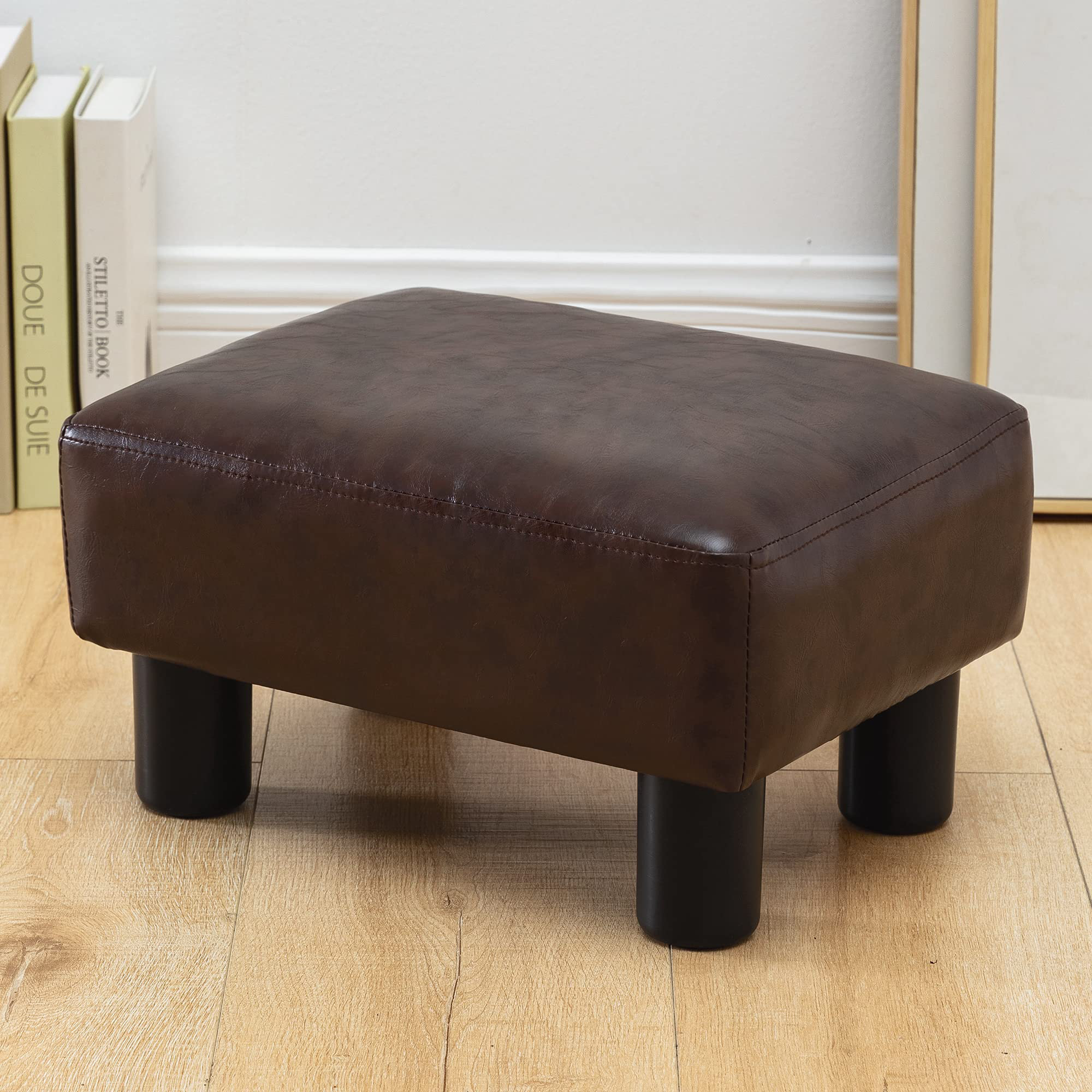 Hokku Designs Small Rectangle Foot Stool, PU Leather Fabric Footrest ...