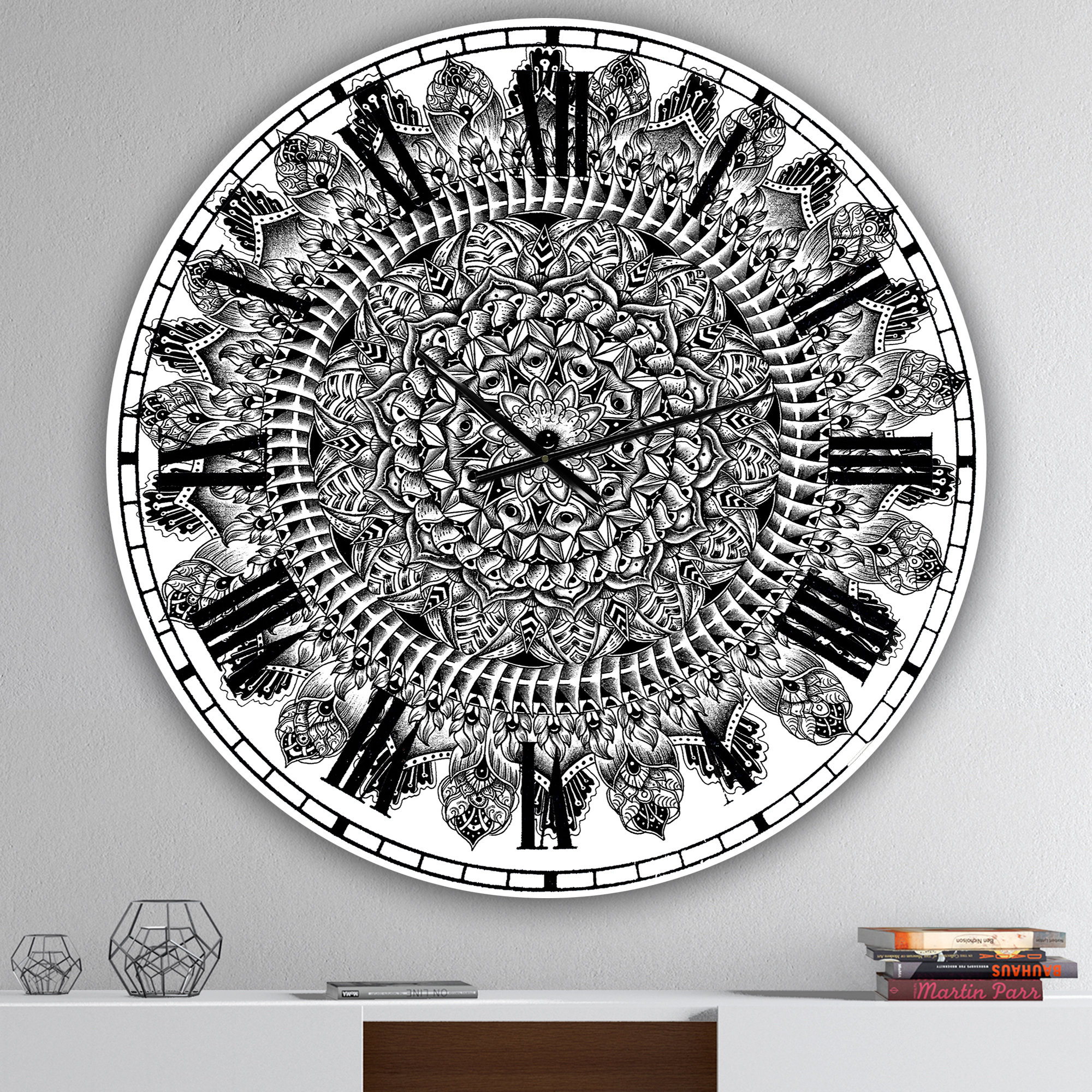 East Urban Home Mandala Drawing - Large Traditional Wall Clock | Wayfair