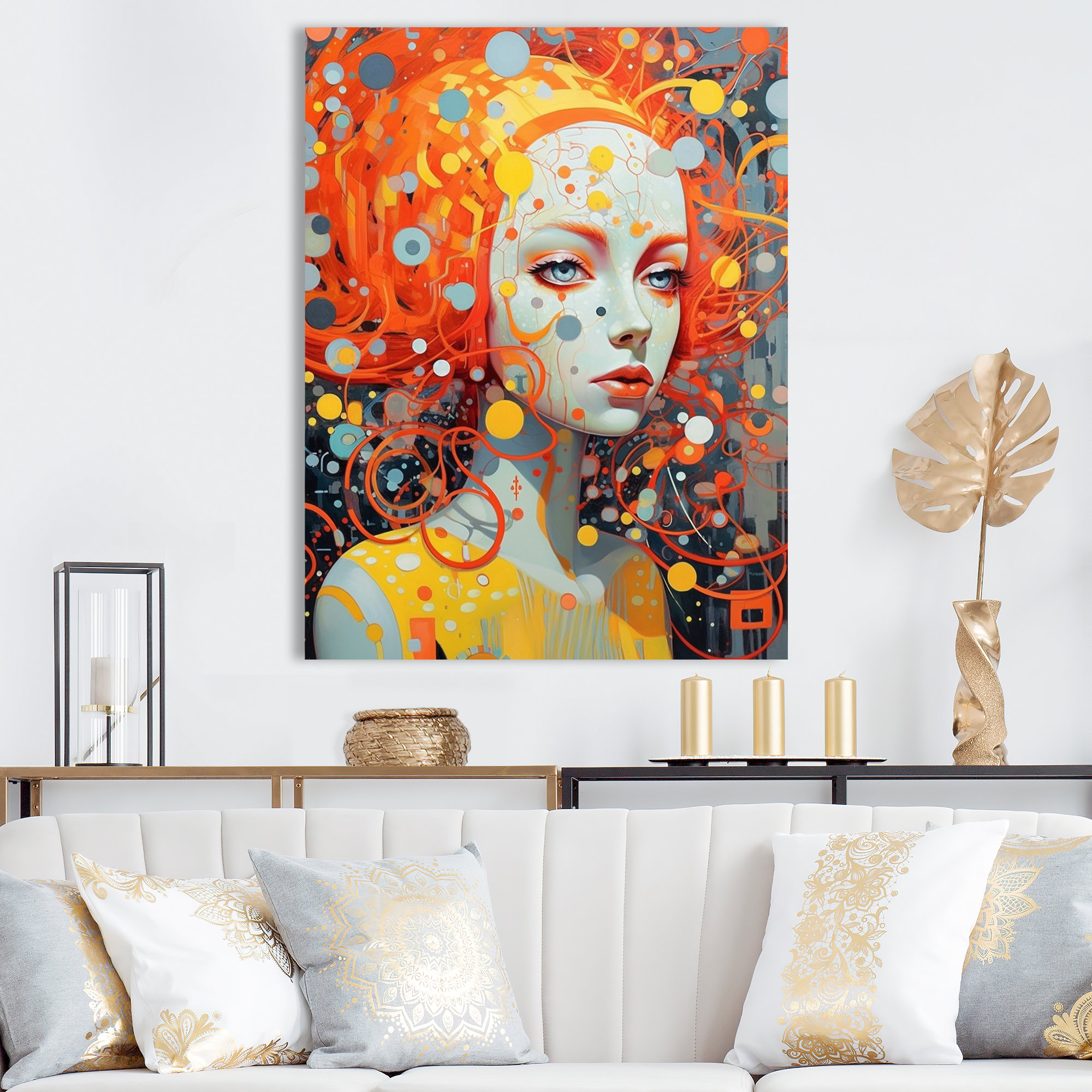Mercer41 Beautiful Robotic Girl Dreaming of Love - Print on Canvas ...