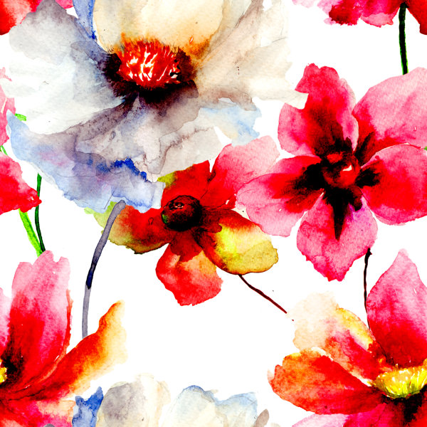 ClassicLiving Tribbey Rote und weiße Sommerblumen - Druck | Wayfair.de