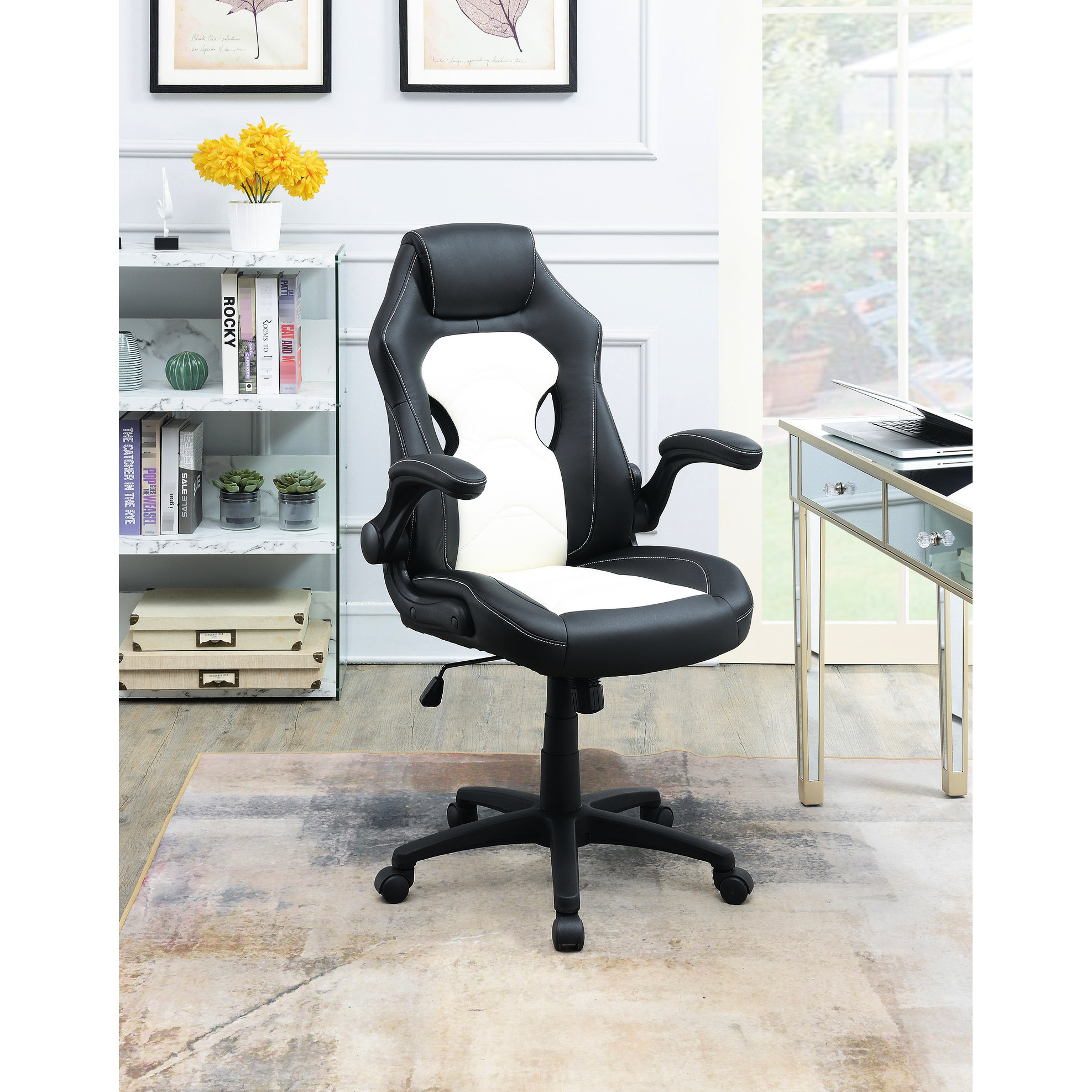 Latitude Run® Black And White Office Chair With Adjustable Height ...
