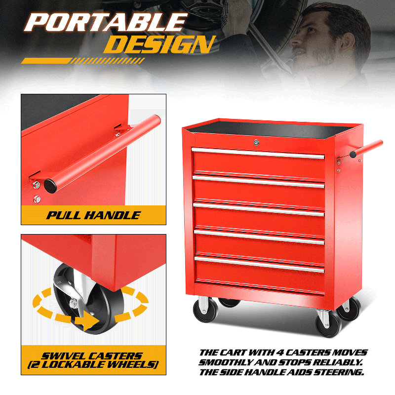 WFX Utility™ 5-Drawer Locking Rolling Tool Chest Heavy-Duty 440 Lbs ...