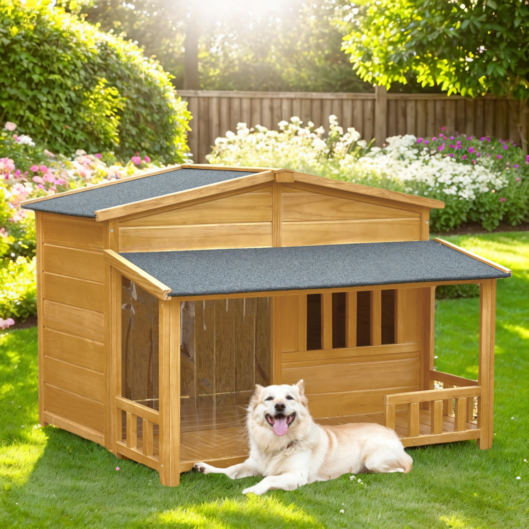 Tucker Murphy Pet™ Gorga 47.2" Wooden Dog House - Weatherproof Indoor ...
