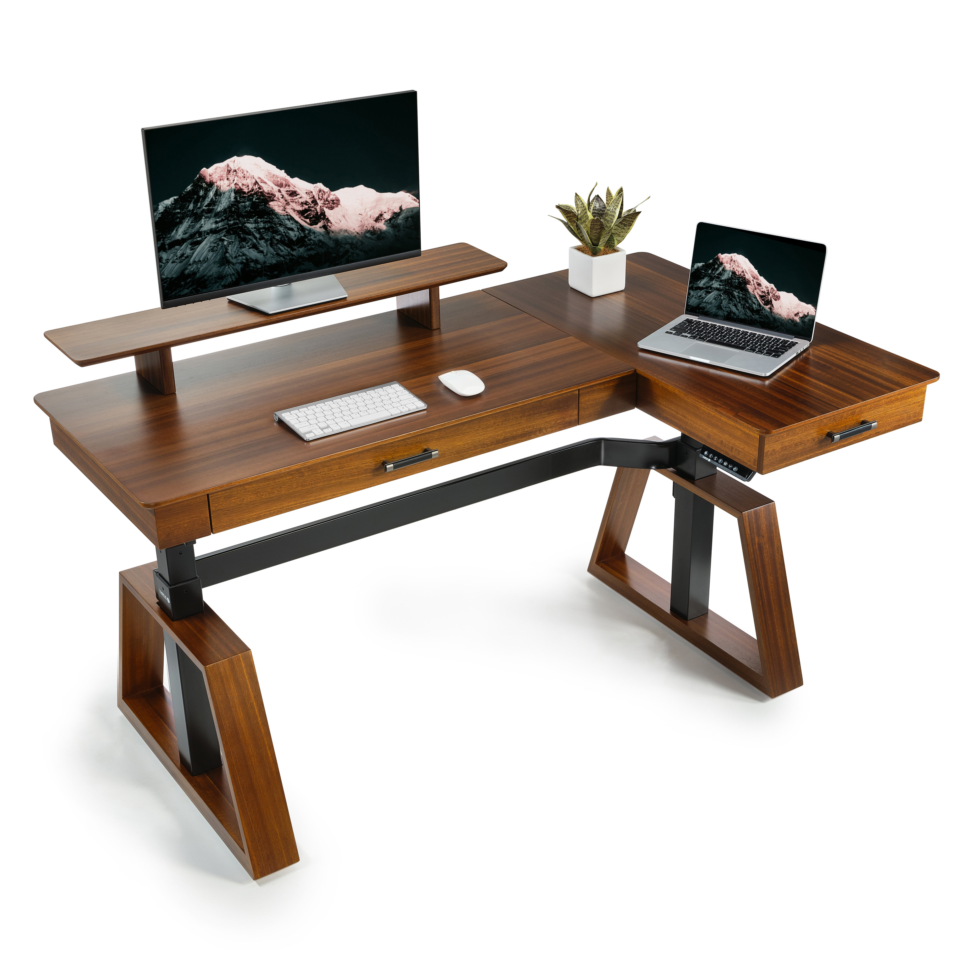 The Twillery Co. Rachele 63'' L-shaped Standing Desk with Riser | Wayfair