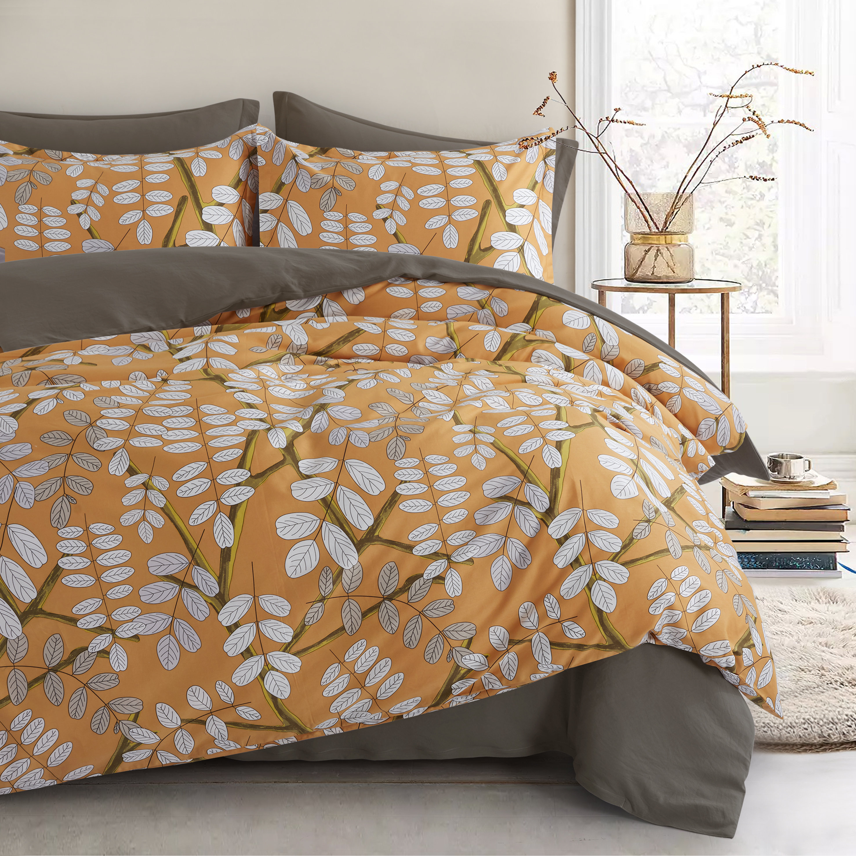 Sweety Pie Inc Sorbet Orange/White Pima Cotton Duvet Cover Set ...