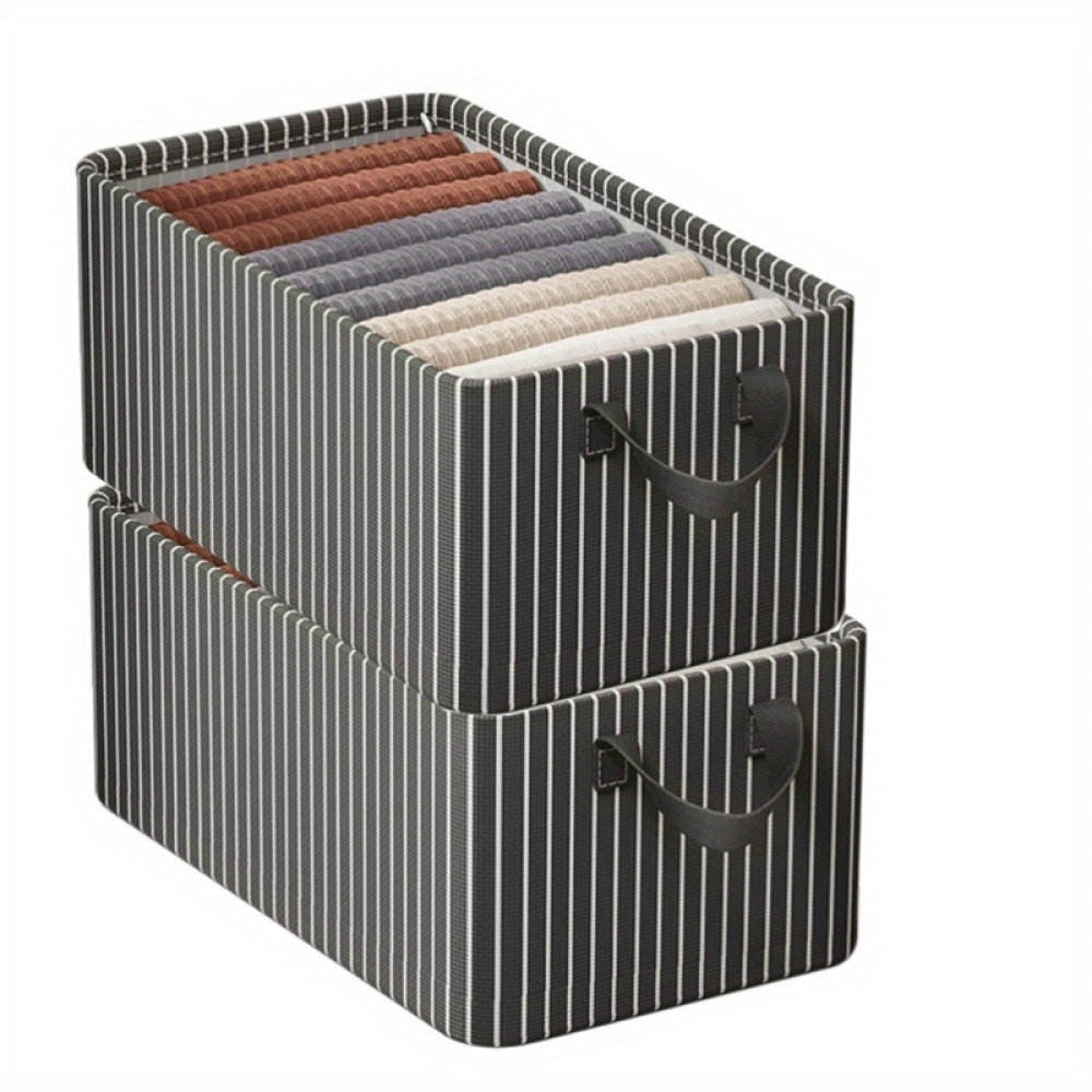 Ebern Designs 2Pcs Striped Fabric Storage Box, Built-In Large ...