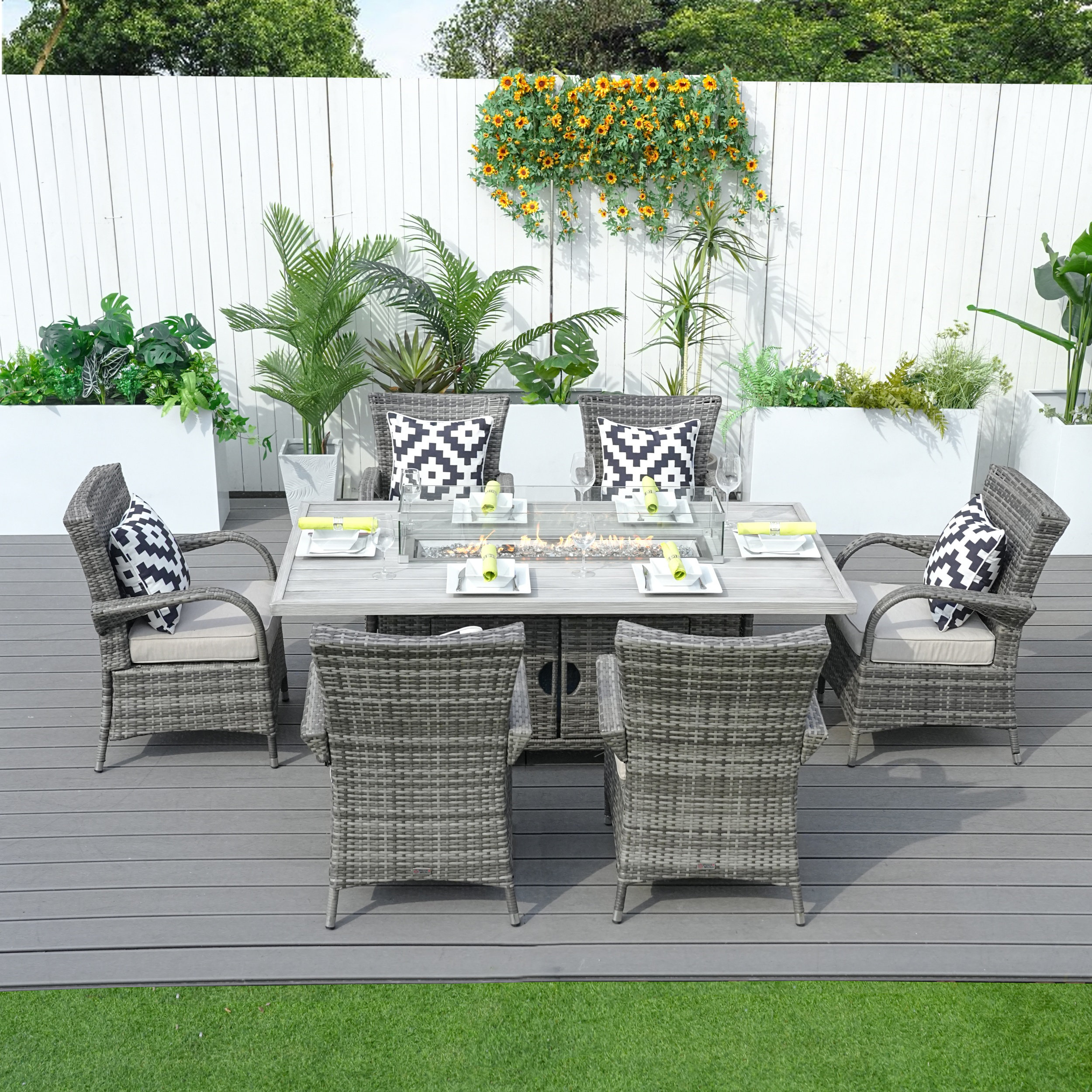 Red Barrel Studio® Bever 6 - Person Rectangular Rattan Wicker Outdoor ...