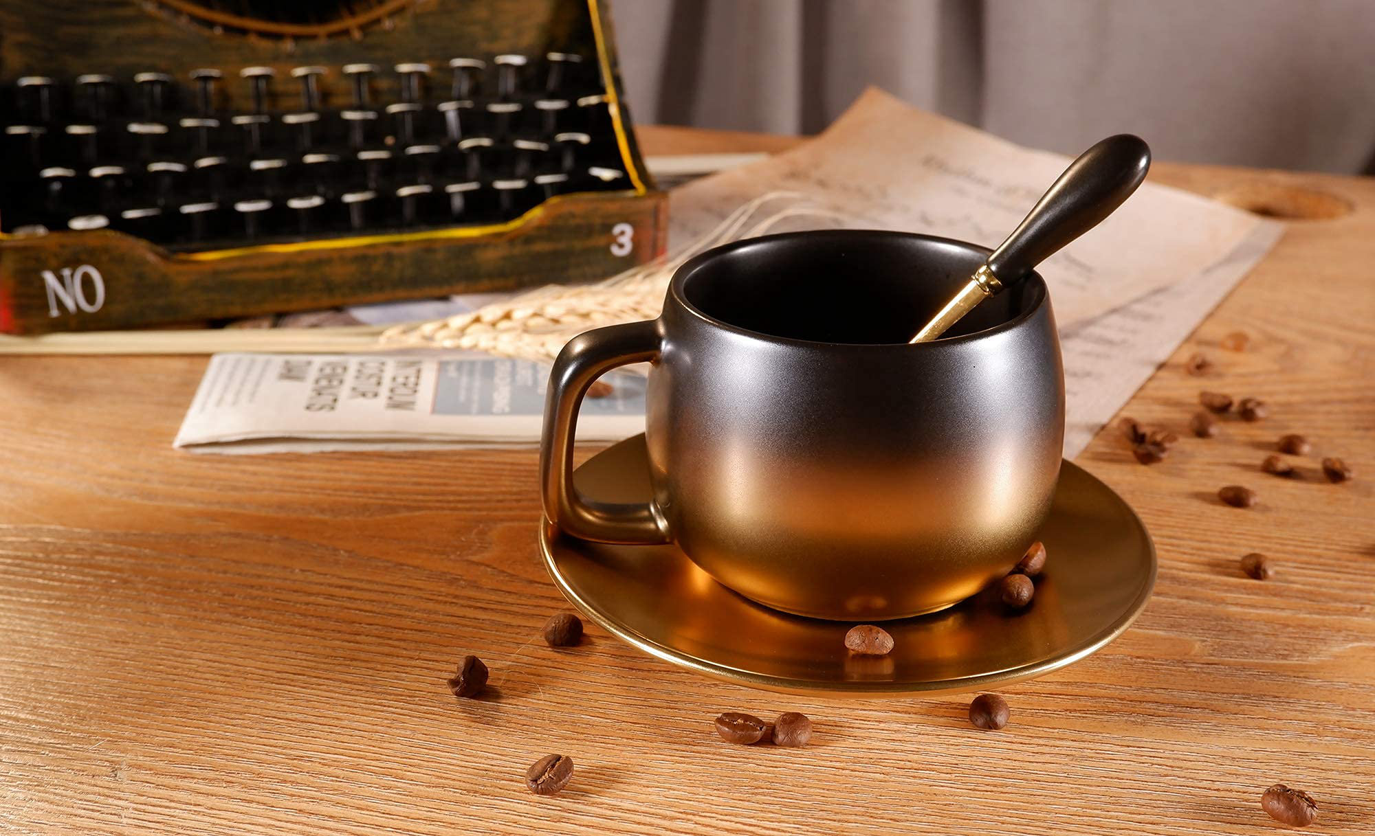 Rainbow Home European Style Tea Coffee Cup Set Black Gold Gradual ...