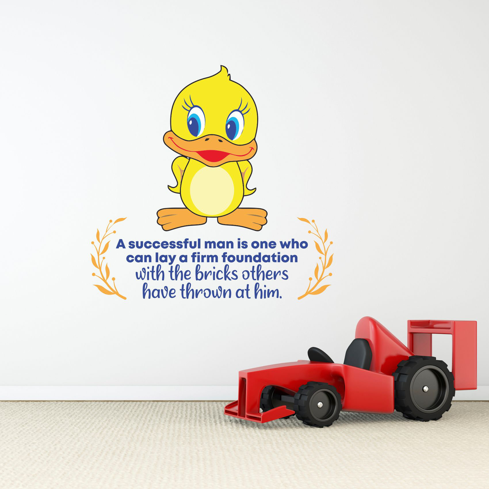 Design With Vinyl Brick Thrown Duck Animal Life Cartoon Quotes Wall ...