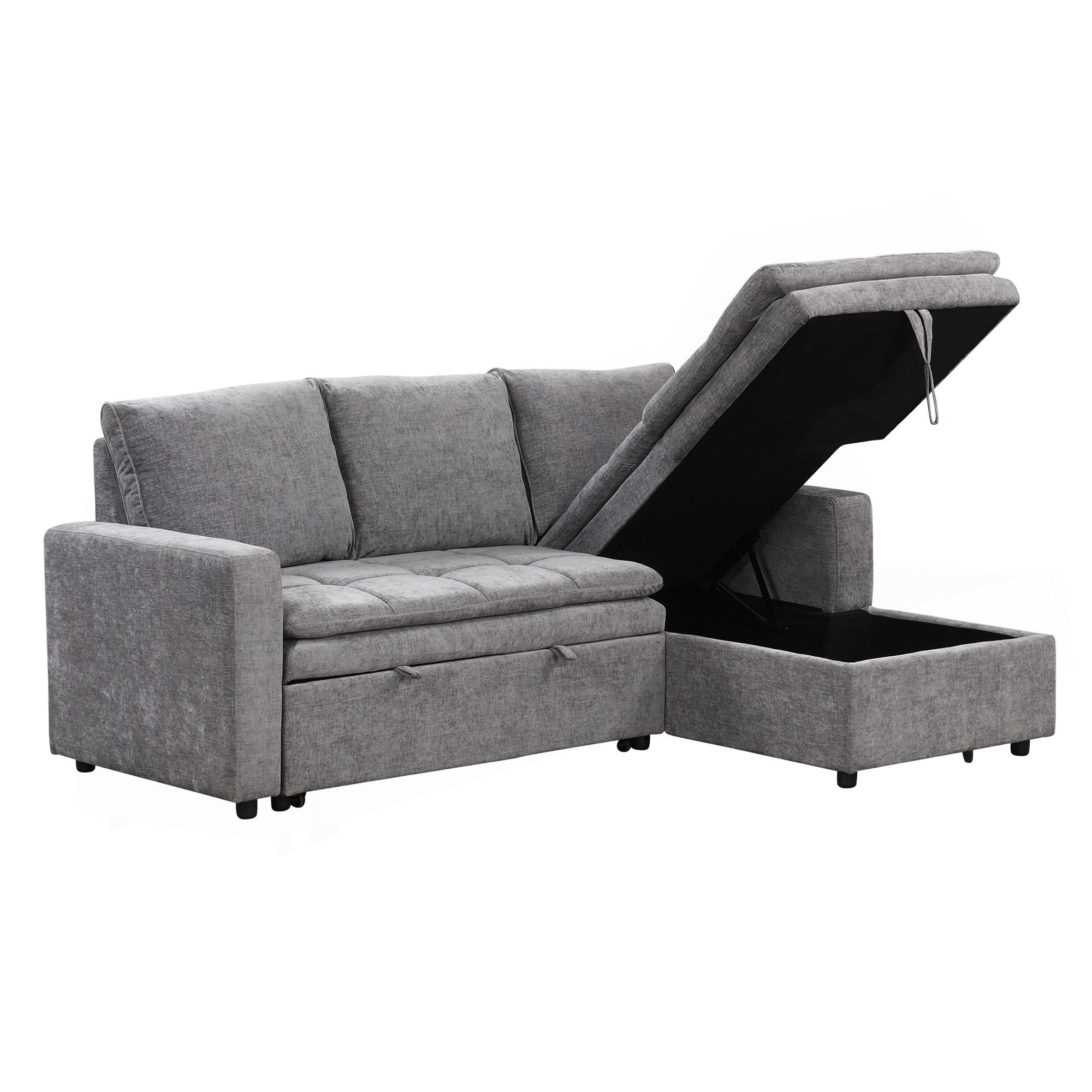Hokku Designs Soft Upholstered Sectional Sofa Bed With Storage Space ...