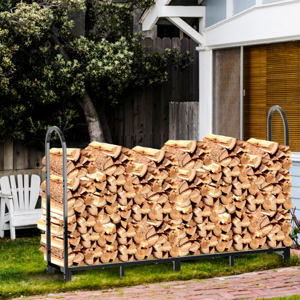17 Stories 72'' W Metal Log Rack, Firewood Rack Holder, Wood Storage ...