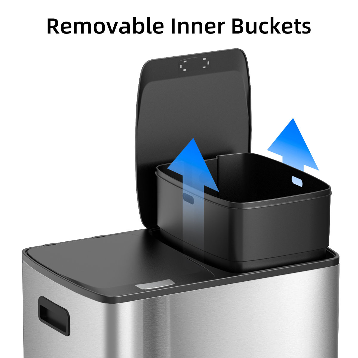 KSSKSS Dual Trash Can with Lid, Stainless Steel Kitchen Step Garbage ...