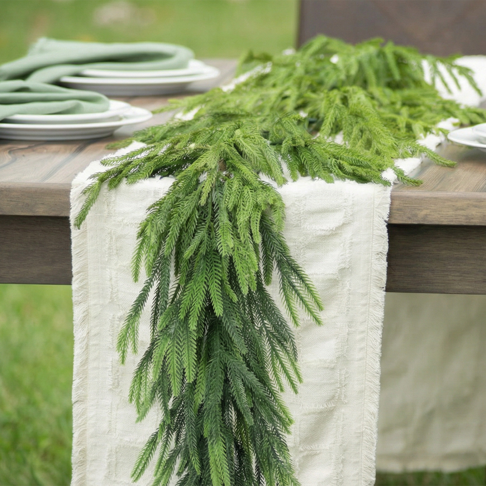 Ophelia & Co. Real-Touch Norfolk Pine Garland,Faux Christmas Garland ...