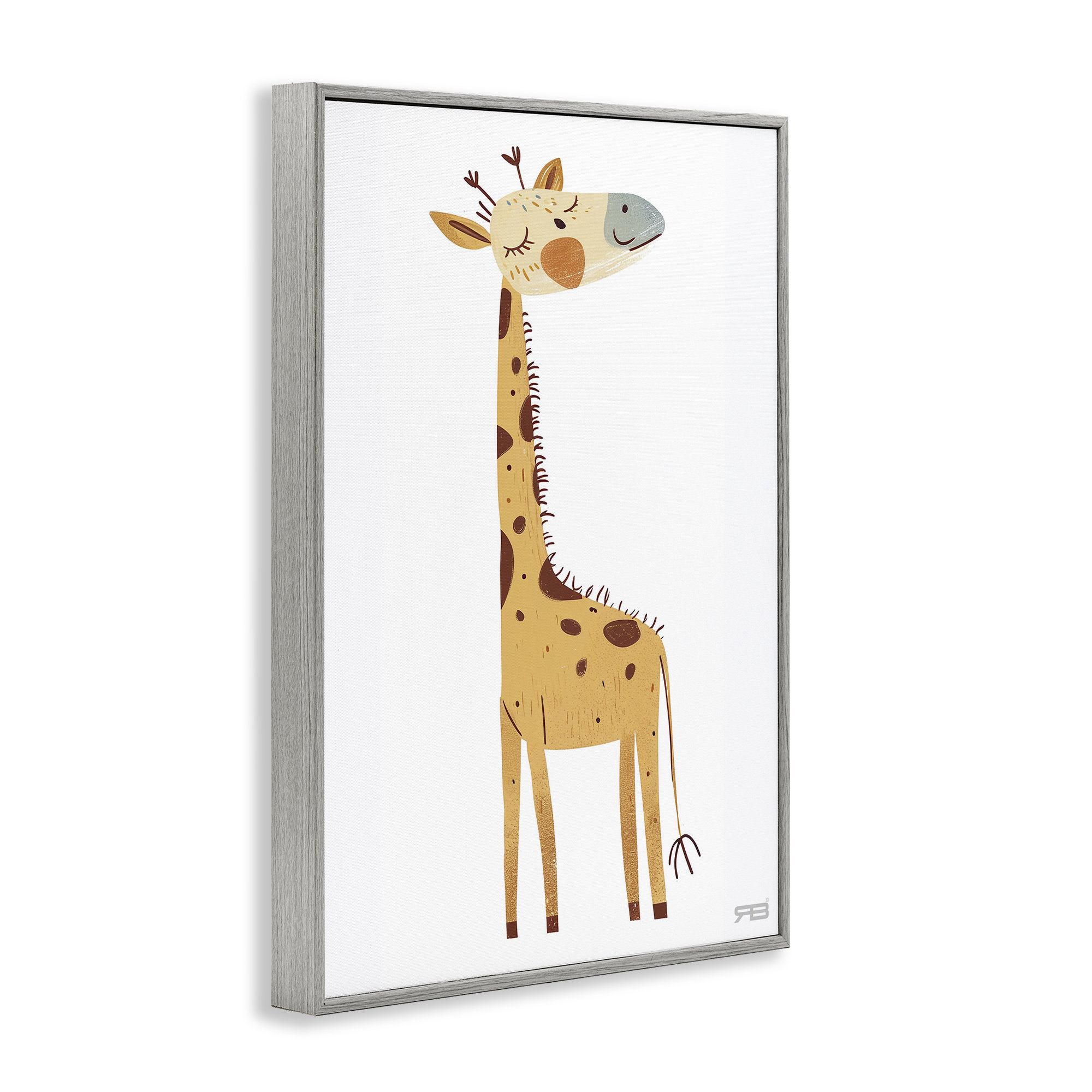 Ebern Designs Happy Giraffe Winking Framed Giclee Art by Roozbeh ...