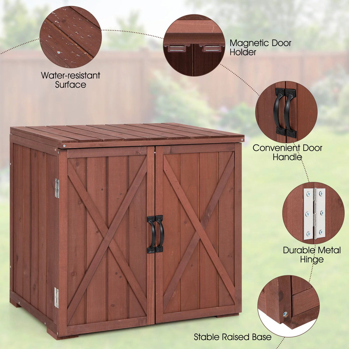 ANGELES HOME Outdoor 2 ft. 5 in. W x 2 ft. D Solid Wood Horizontal ...
