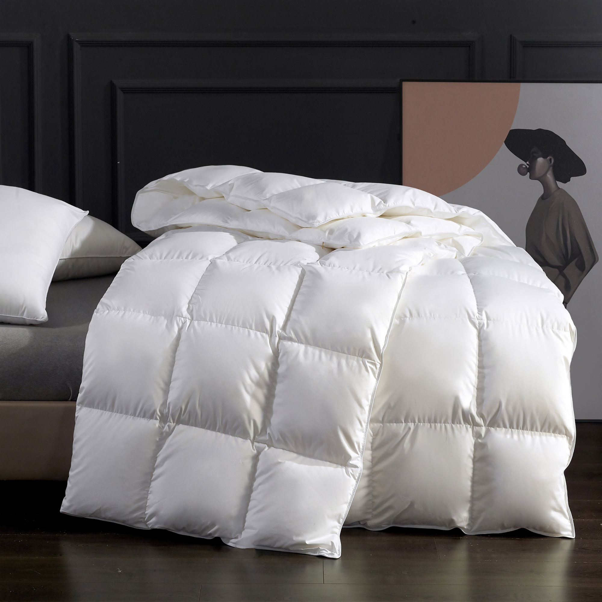 Alwyn Home Luxurious Fluffy Goose Feather Down Comforter, Medium Warmth ...