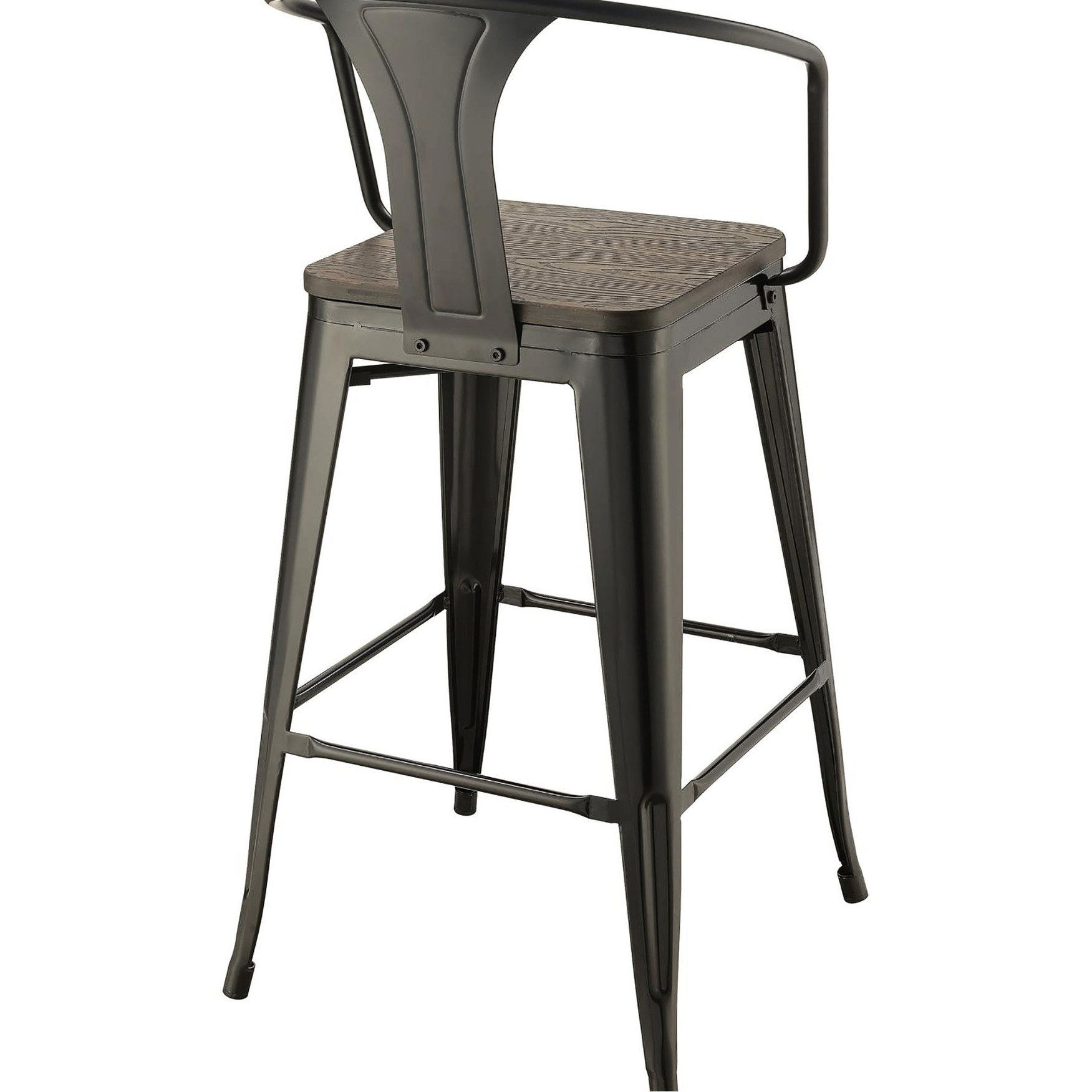 17 Stories Dark Wood & Matte Black Metal Bar Stools ( Of 2 ...