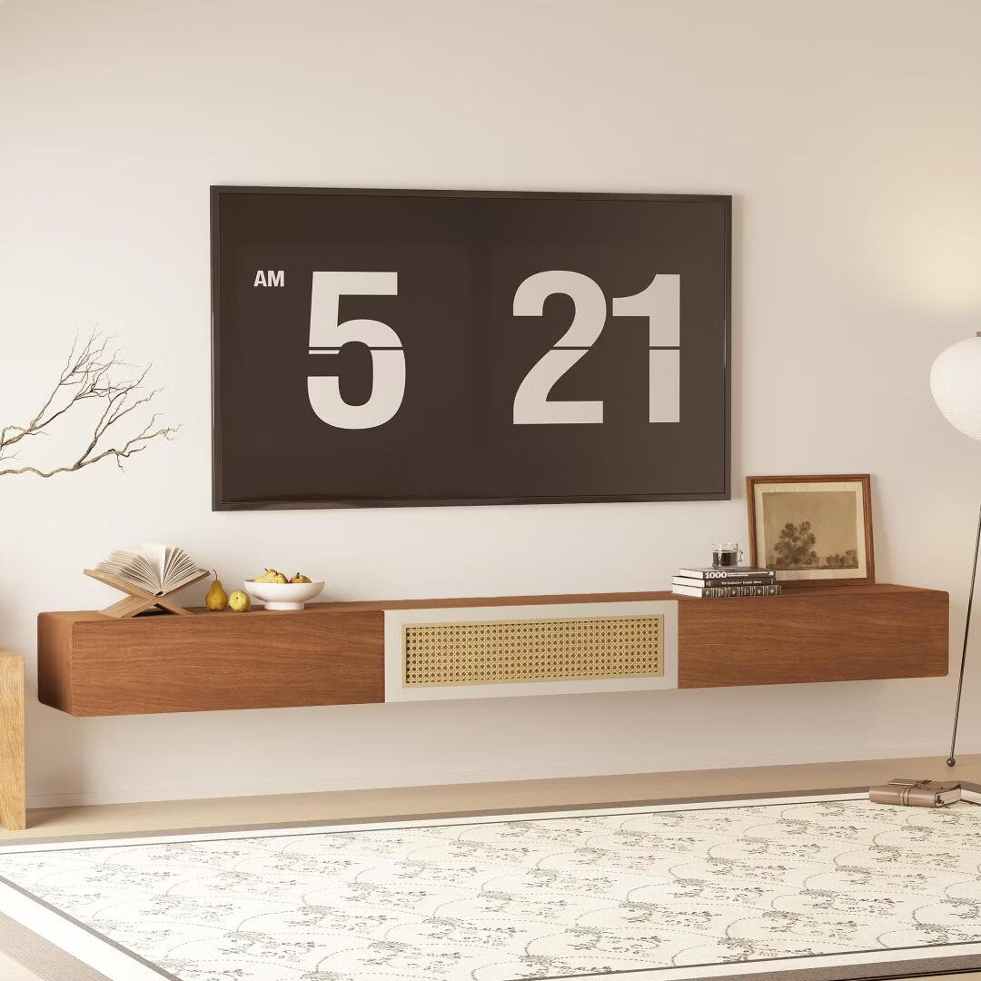 Latitude Run® 78.74 Inch Floating TV Stand Wall Mounted Media Console ...