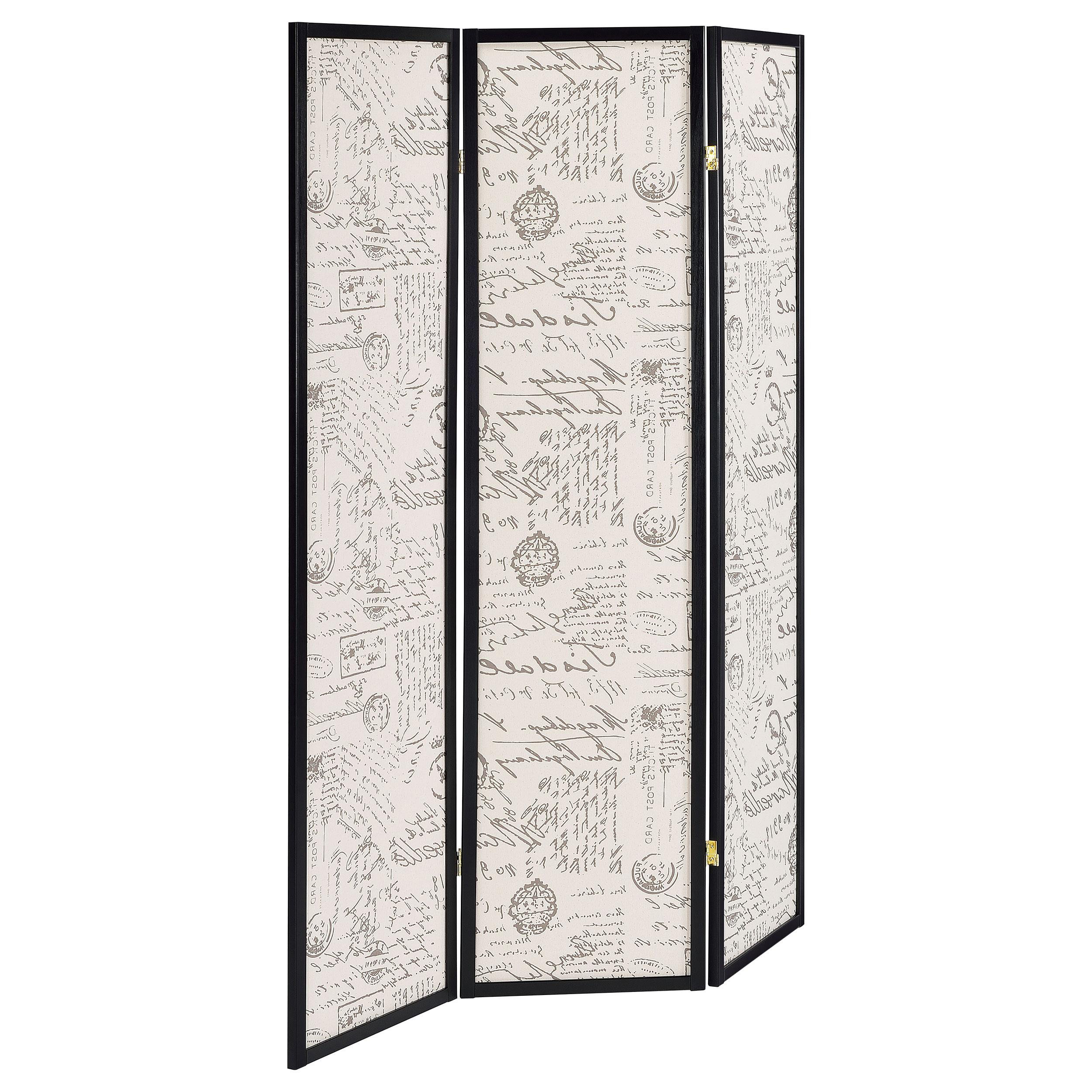 Ophelia & Co. Franne 3-Panel Room Divider Folding Screen French Script ...