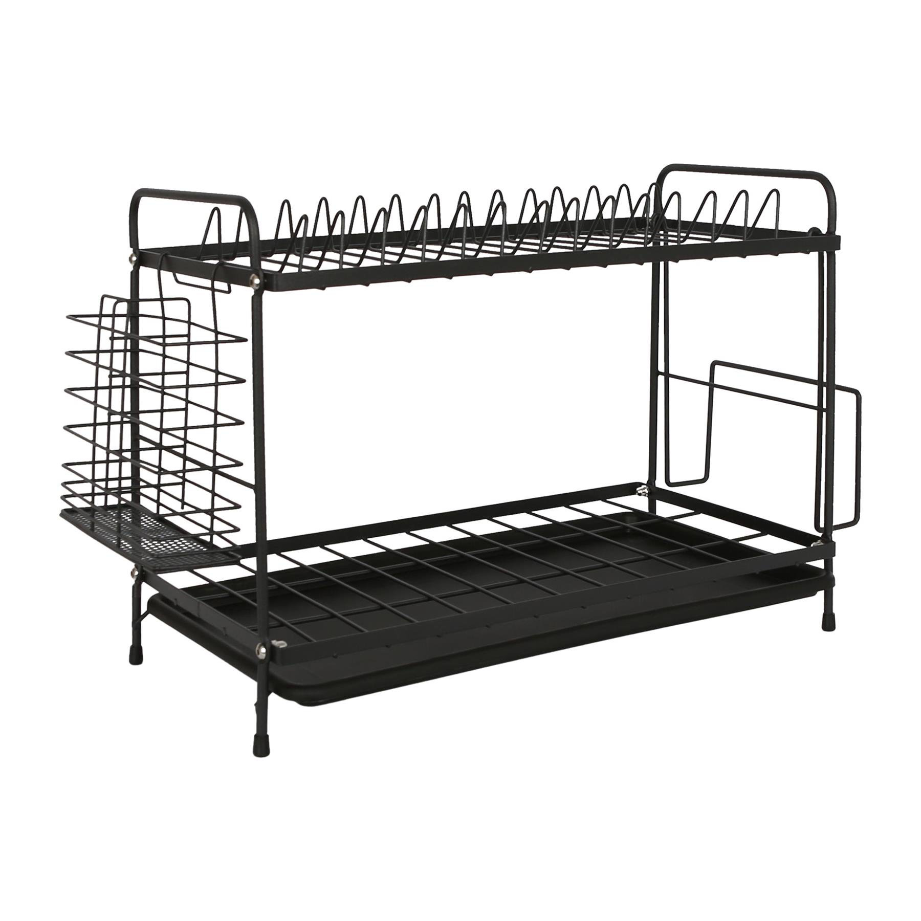 Harbour Housewares Metal 2-Tier Dish Drainer Rack with Drip Tray ...