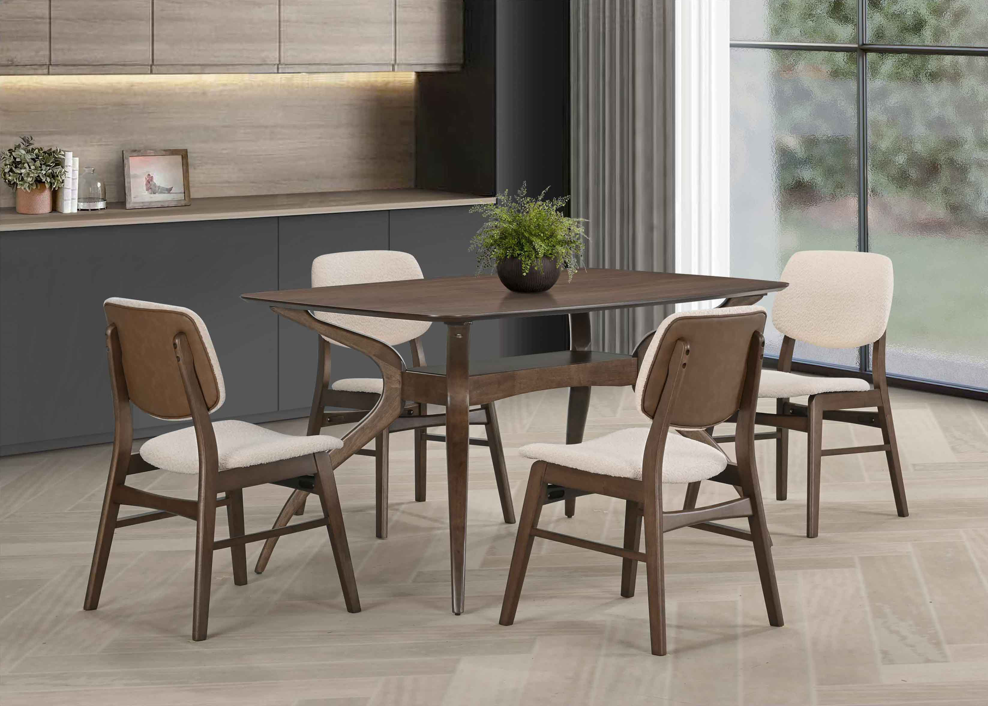George Oliver Aria 5-Piece Solid Wood Dining Set With Sculpted Legs And ...