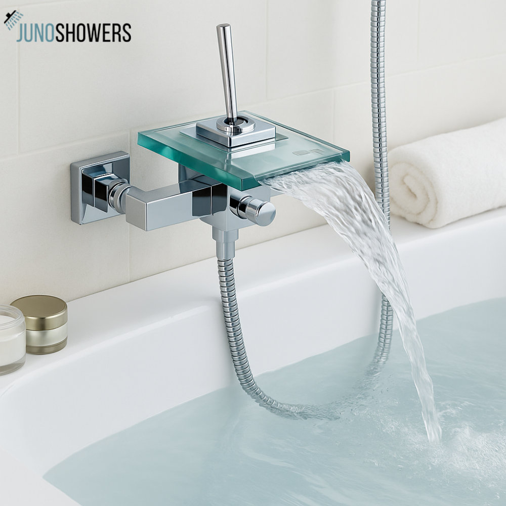 Juno Showers Juno Glass Waterfall Wall Mounted Bathroom Faucet ...