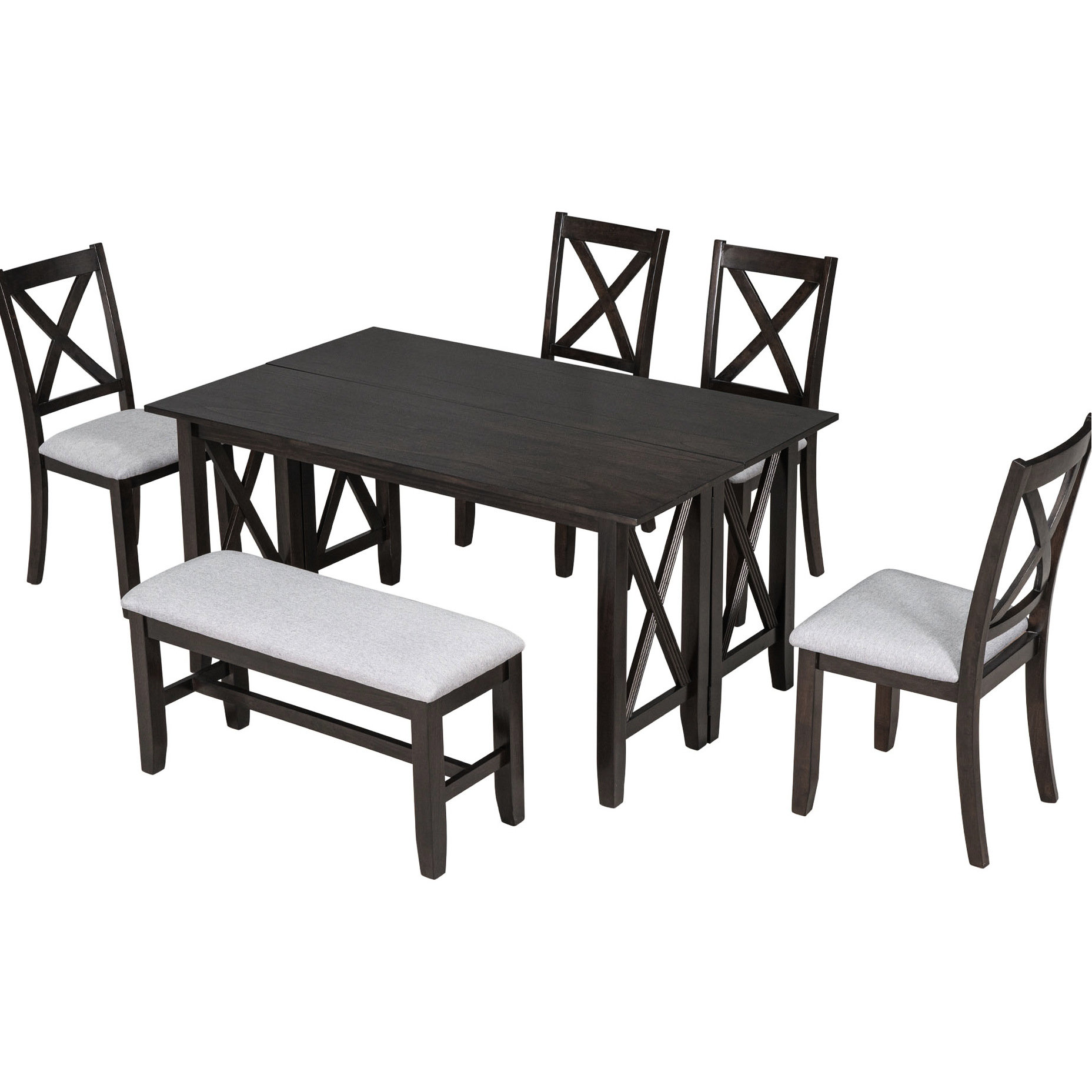 Ophelia & Co. 6 Dining Combination - Solid Wood Foldable Table & Chair ...
