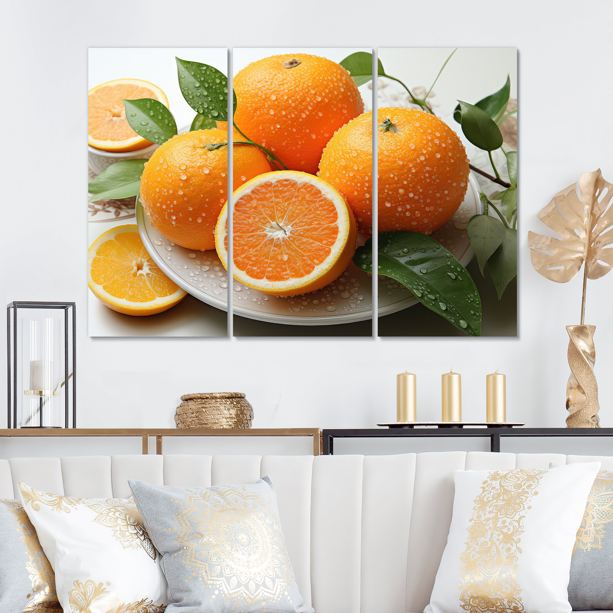 Design Art Fruit Orange Delight Pointillism I 3 Pieces - Wayfair Canada
