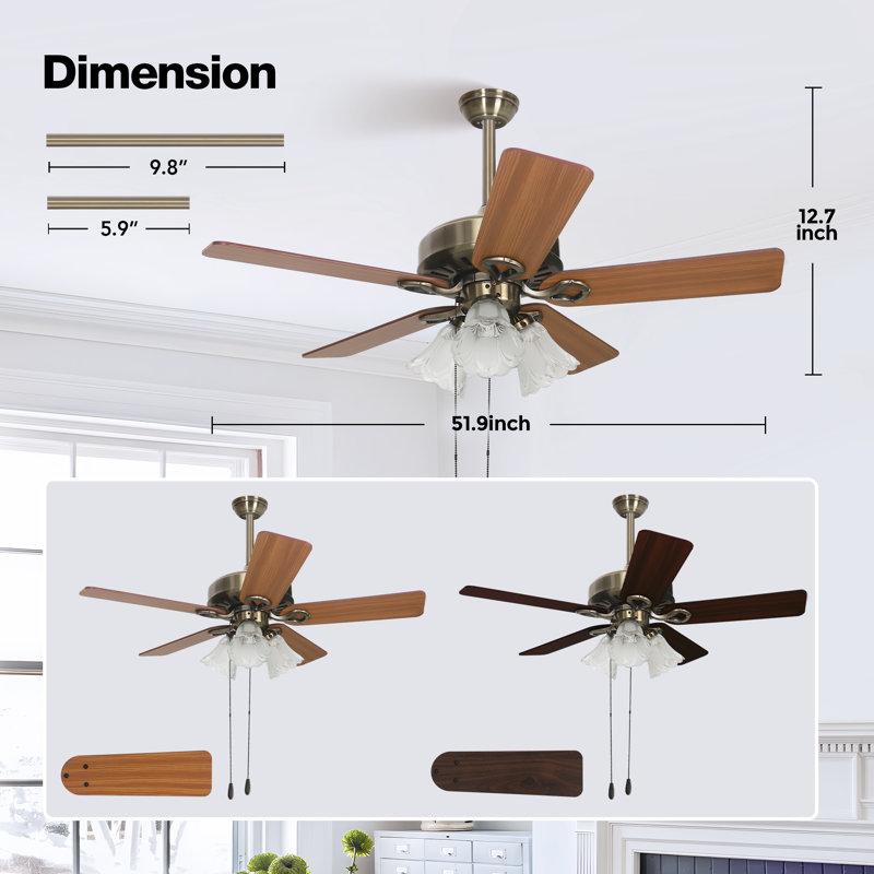 Winston Porter 42 Inch Classical Ceiling Fans With Lights | Wayfair