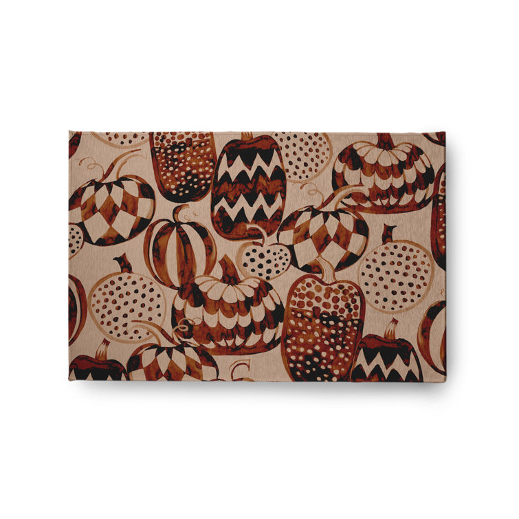 The Holiday Aisle® Pumpkins Galore Fall Design Chenille Area Rug ...