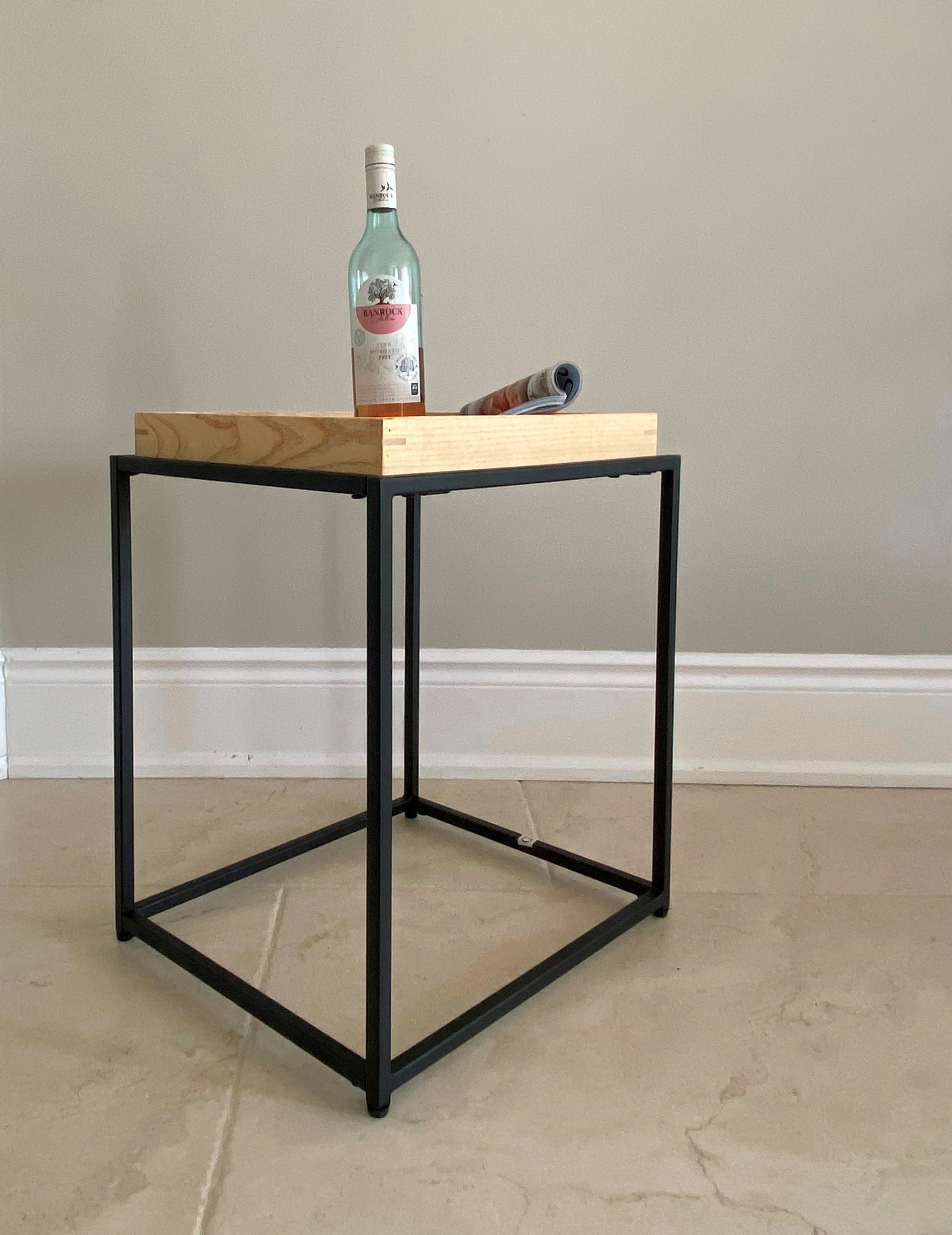 Ebern Designs Obbard Oak Wood Tray Top Frame End & Side Table-21.5"Tall ...