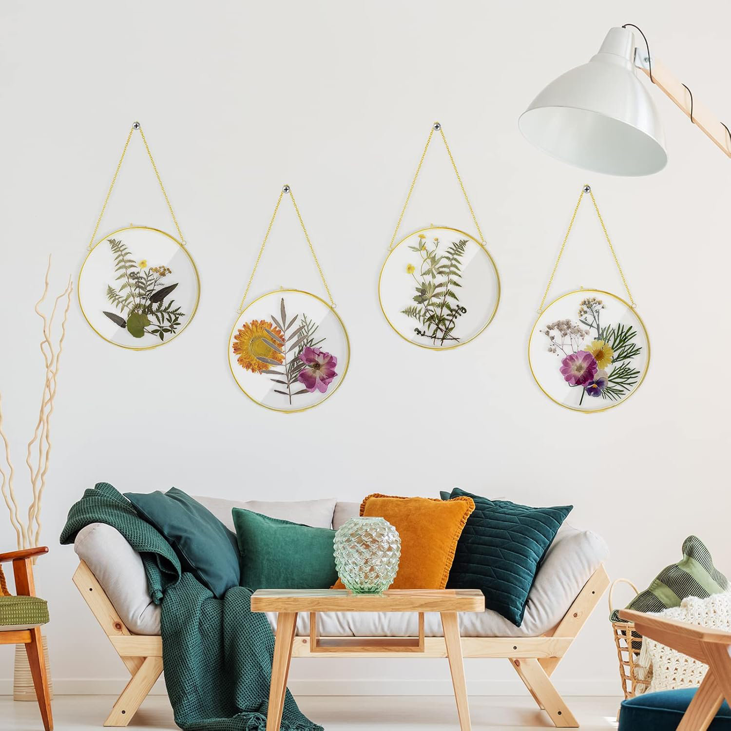 Mercer41 4 Pcs Double Glass Frame For Pressed Flowers Round Hanging ...