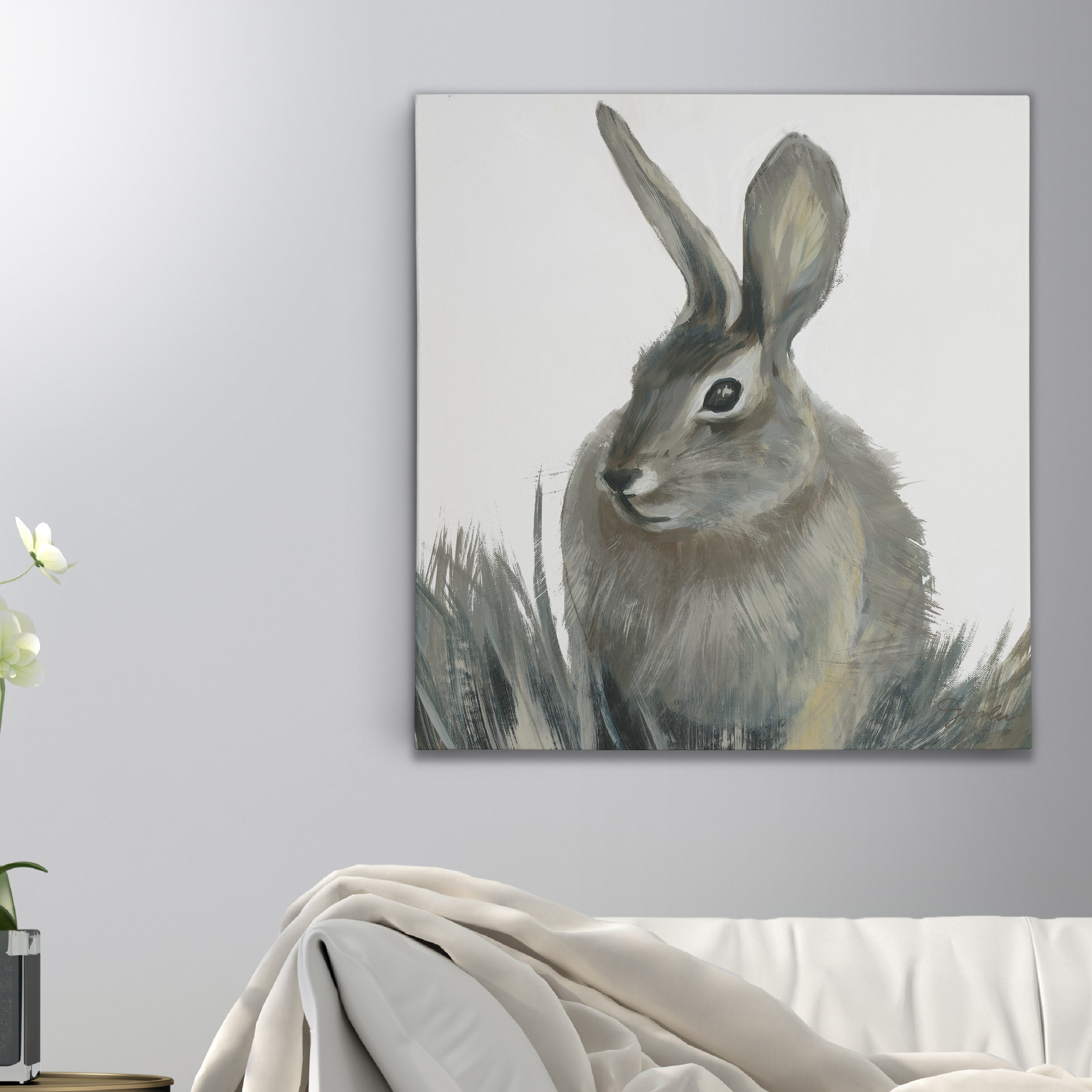 Ebern Designs 'Wild Hare II V1' Painting Print on Wrapped Canvas | Wayfair