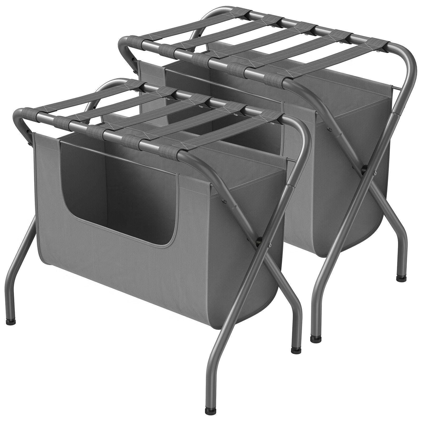 COOREL 2 Pack Luggage Rack With Laundry Bag, Folding Space Saving ...